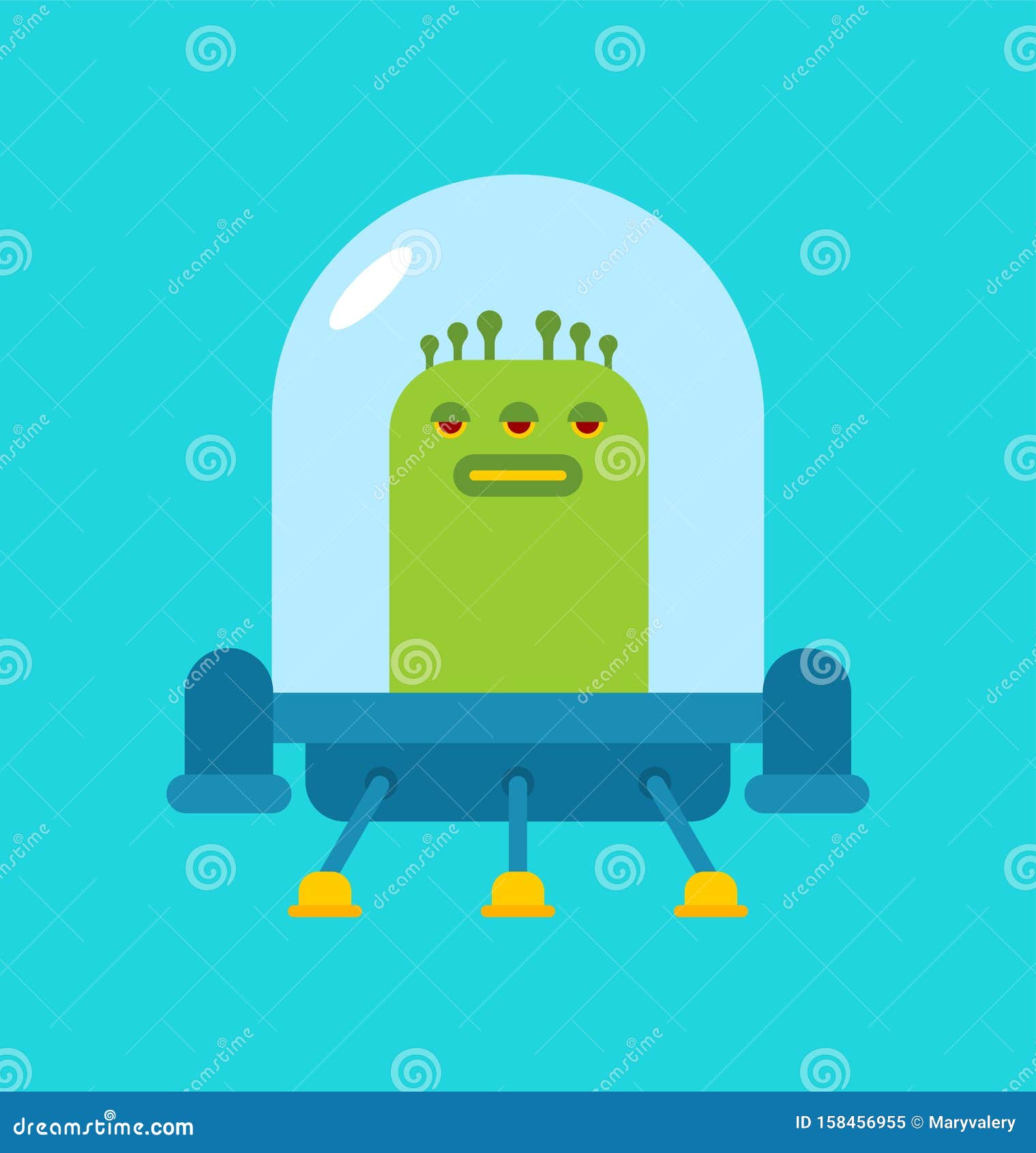 Alien in Ufo Cartoon Isolated. Vector Illustration Stock Vector ...