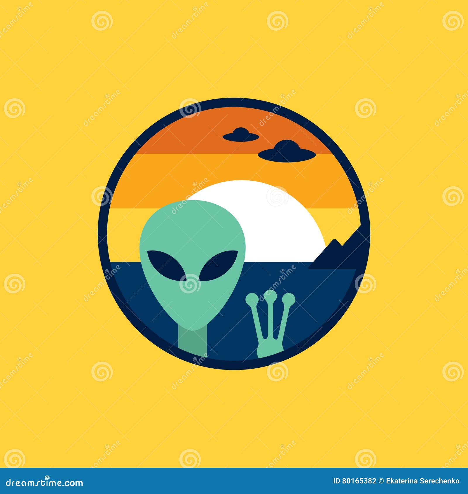 Alien and UFO Cosmic Circle Icon Stock Vector - Illustration of earth ...