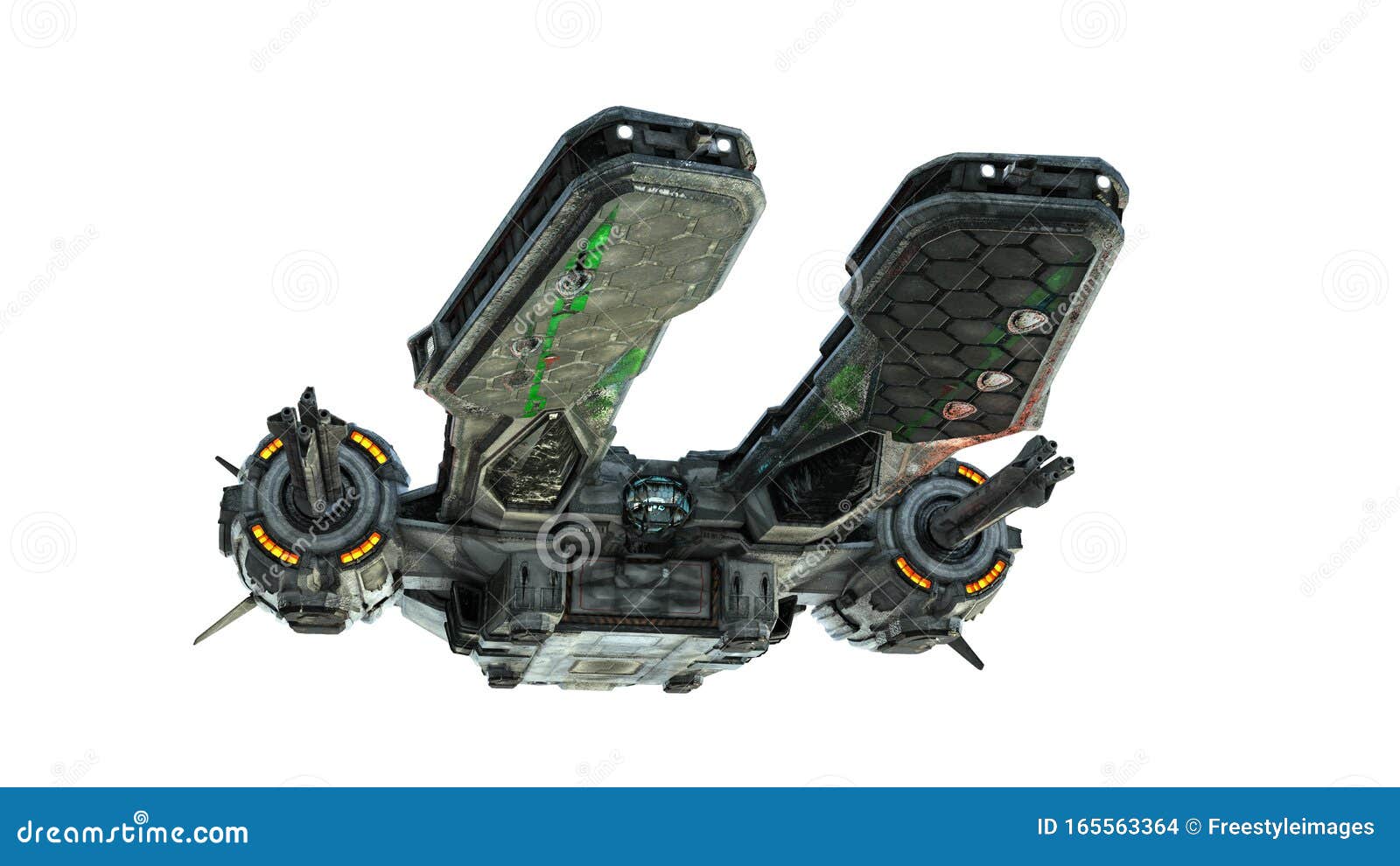 Alien UFO Spaceship, Spacecraft in Flight Isolated on White Background ...