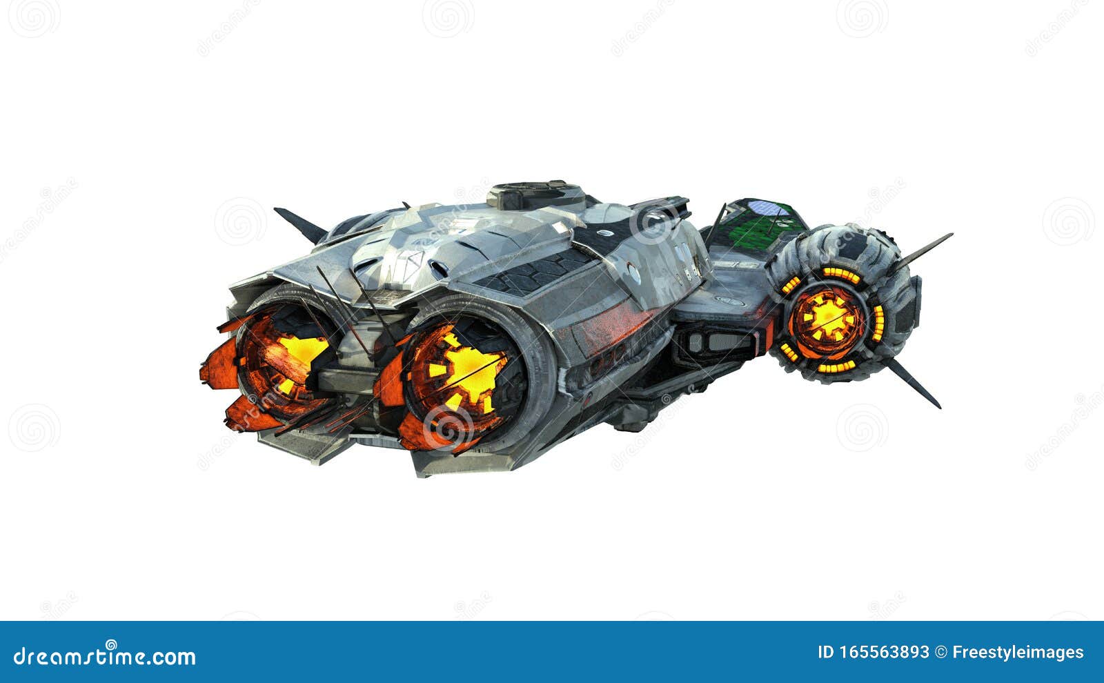 Alien UFO Spaceship, Spacecraft in Flight Isolated on White Background ...