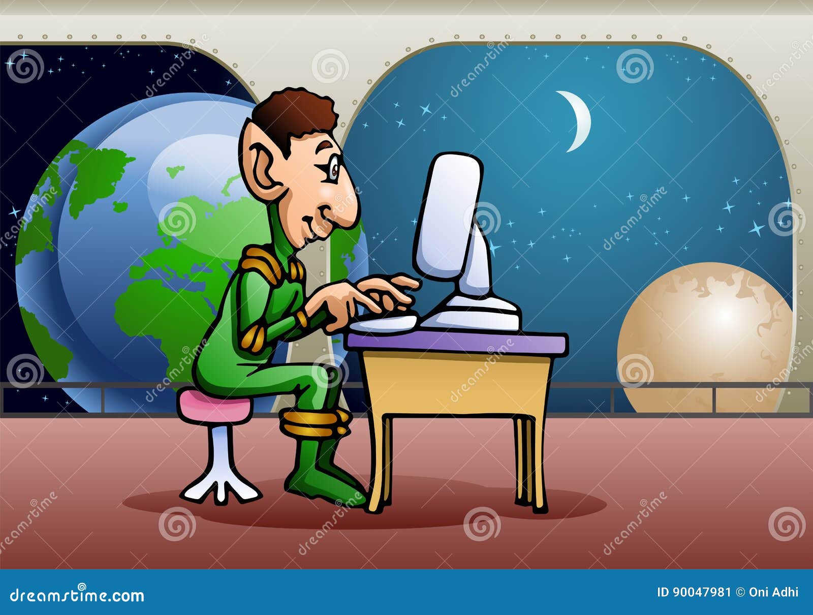 Alien Using Computer Stock Illustrations – 77 Alien Using Computer ...