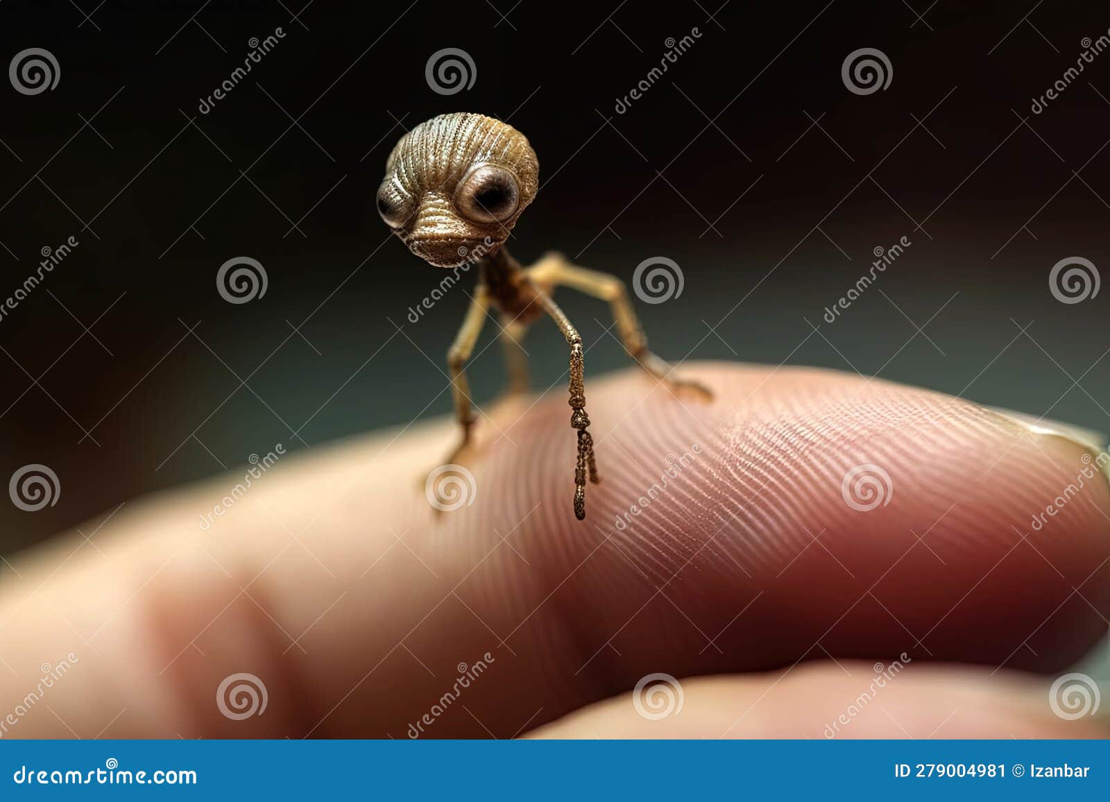 Alien Tiny Smallest in the World Standing on Human Hand Illustration ...