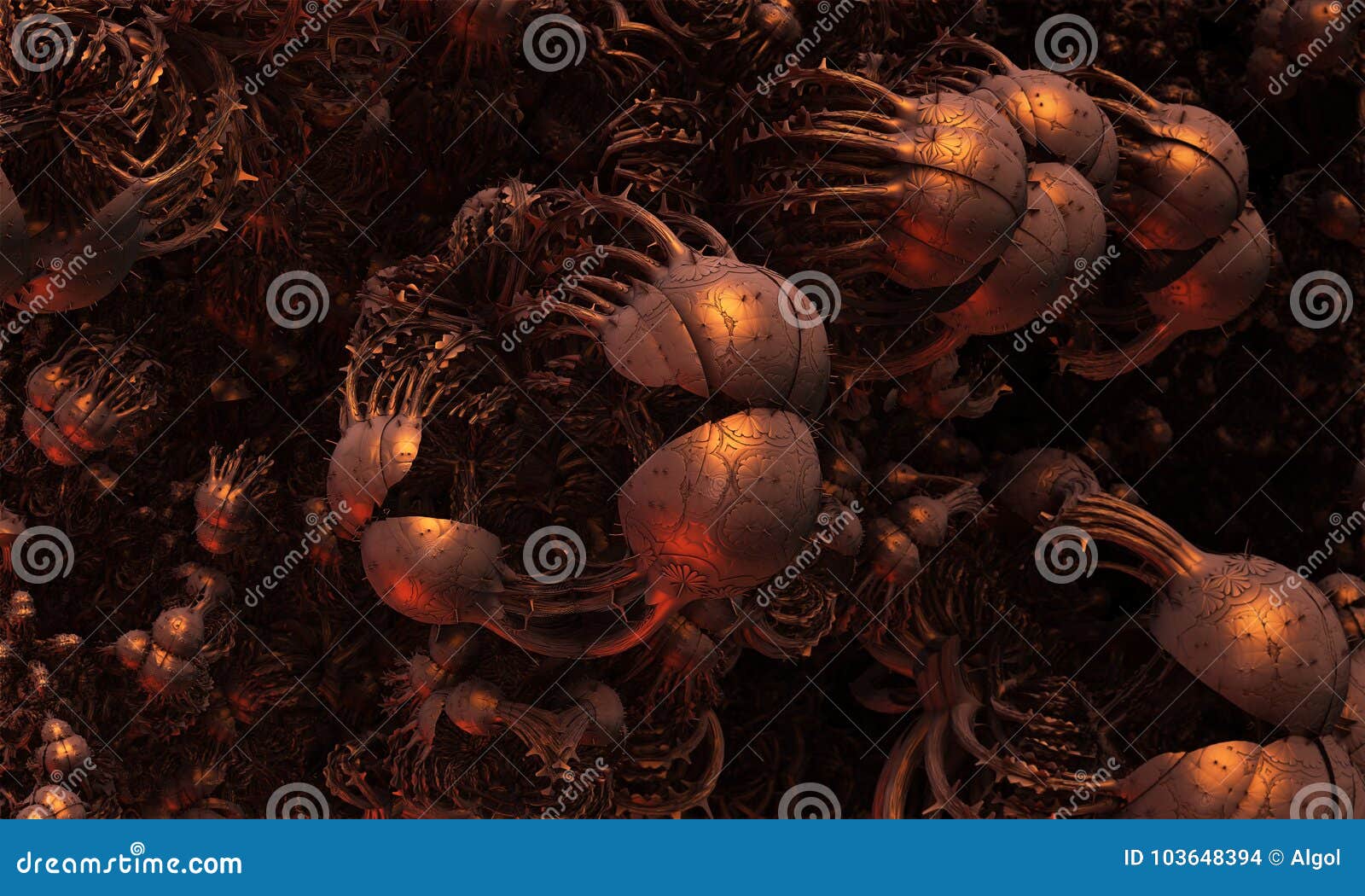 Alien Virus In Closeup Abstract Fractal Design Stock Illustration