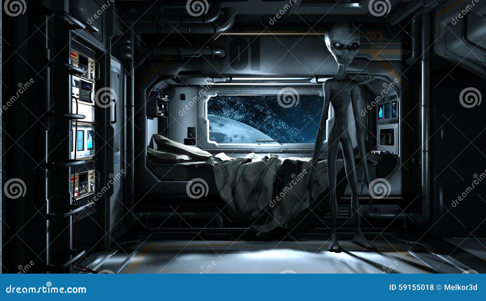 Alien Visit At Night Stock Image | CartoonDealer.com #197252731