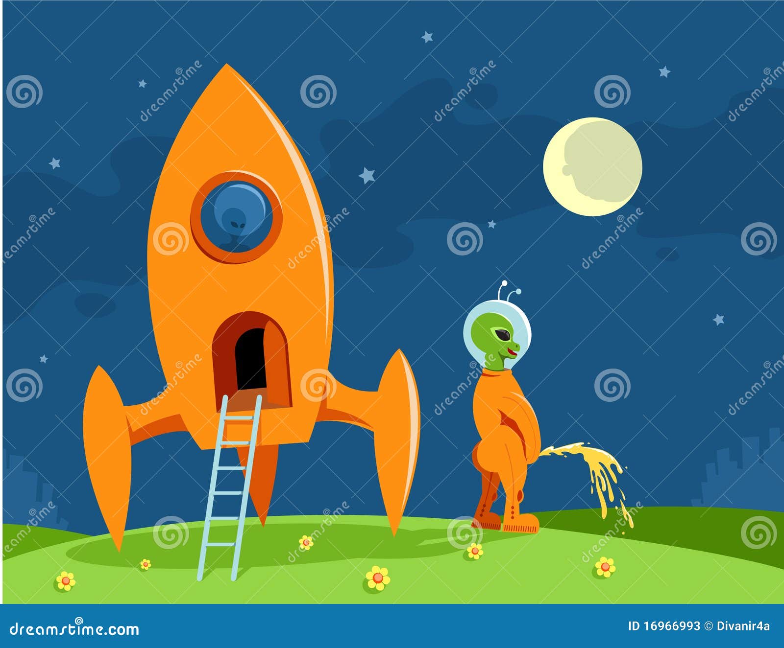 Alien visitor stock illustration. Illustration of rocket - 16966993