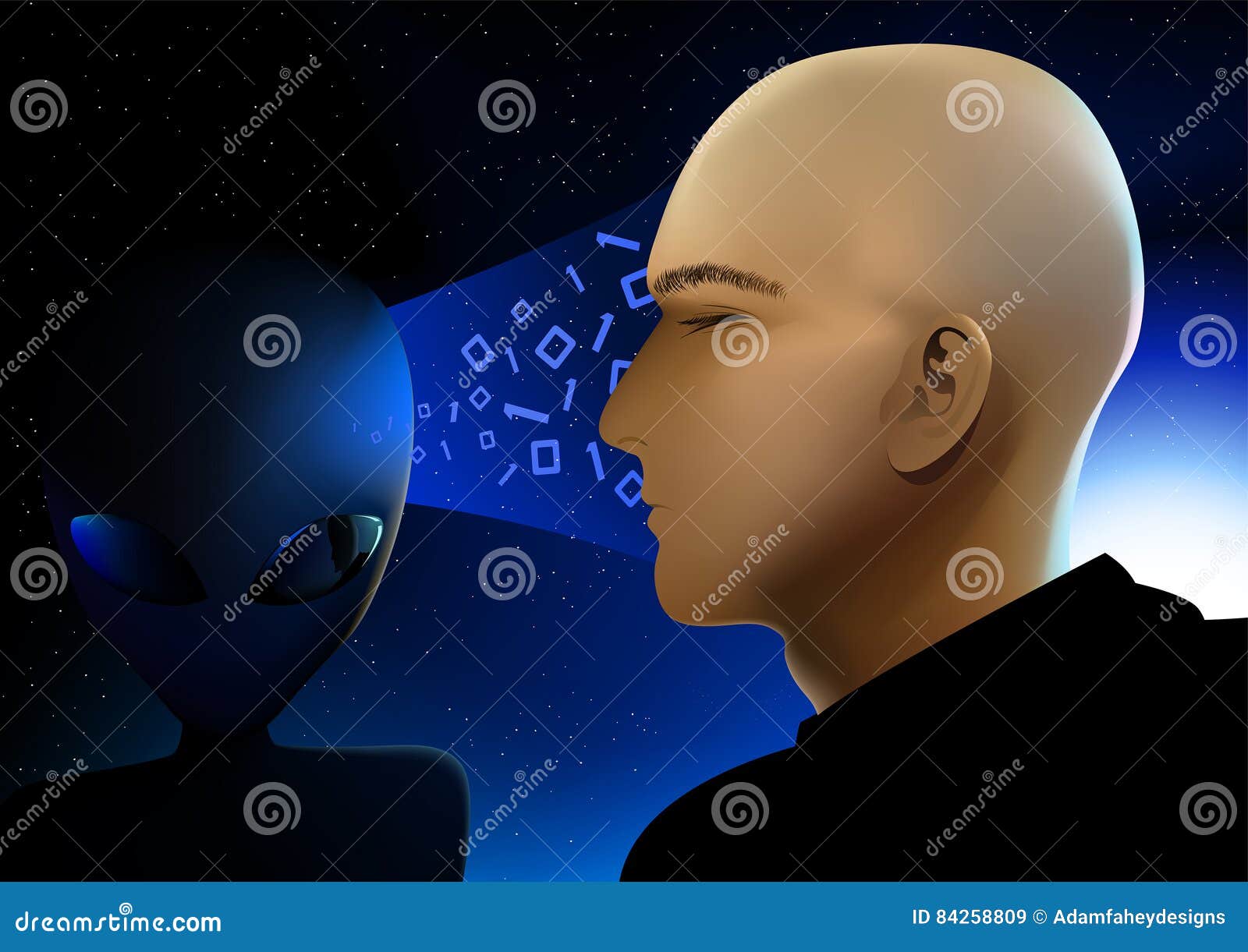 Alien Visitor from Space Sharing Information Stock Vector ...