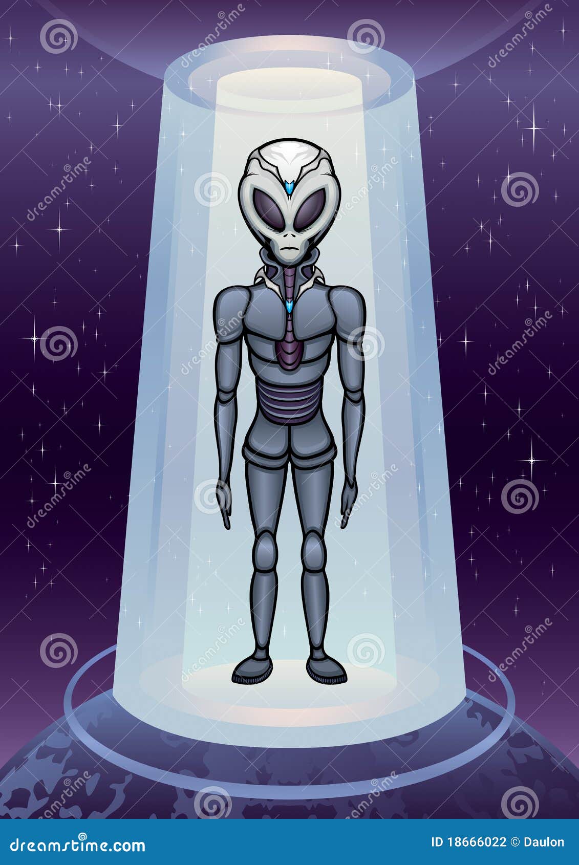 Alien Visitor is Teleporting To Planet. Stock Illustration ...