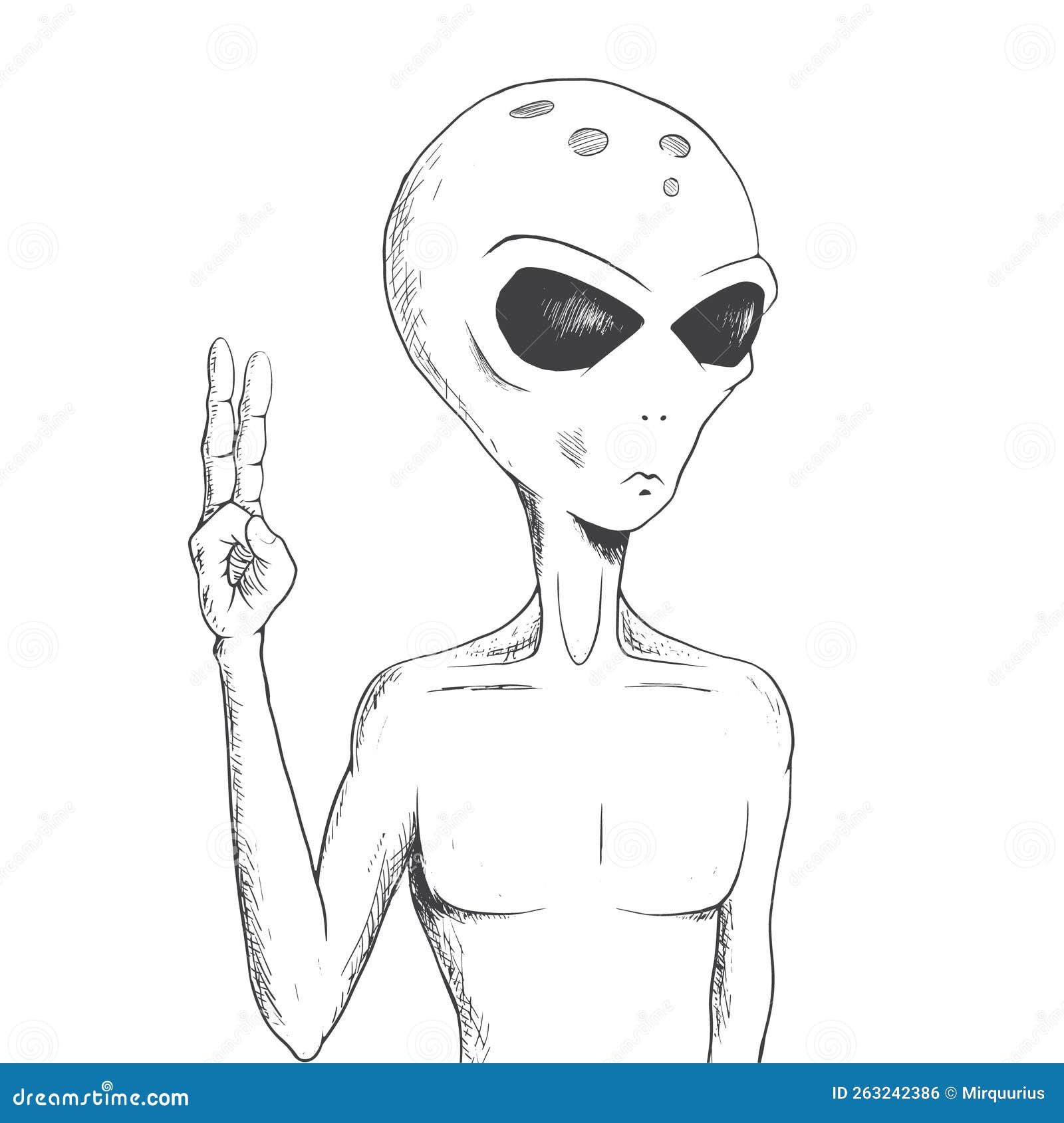Alien Showing A Peace Sign Cartoon Vector | CartoonDealer.com #87115263