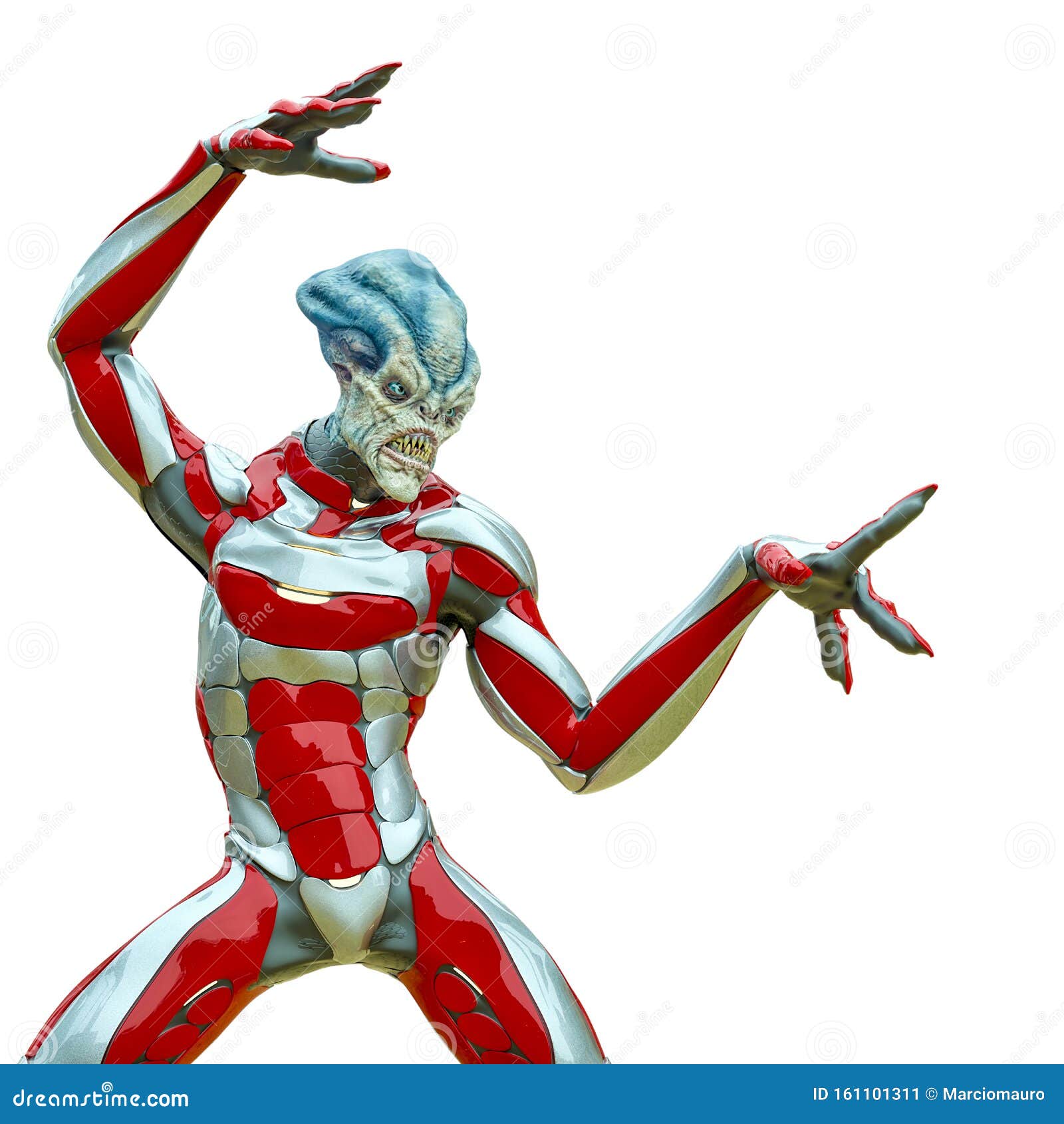 Alien Warrior Doing a Kung Fu Pose Stock Illustration - Illustration of ...