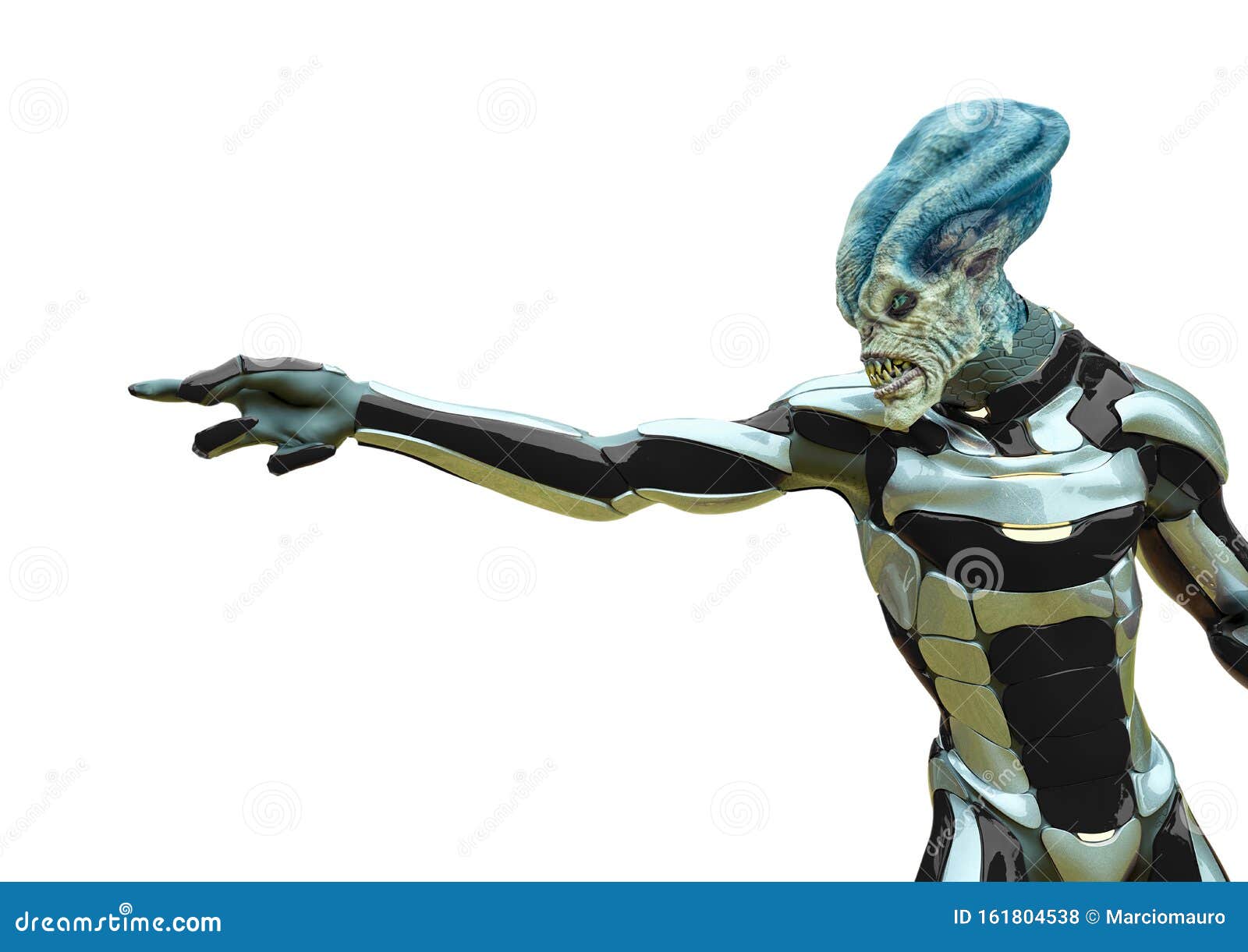 Alien warrior pointing stock illustration. Illustration of outer ...