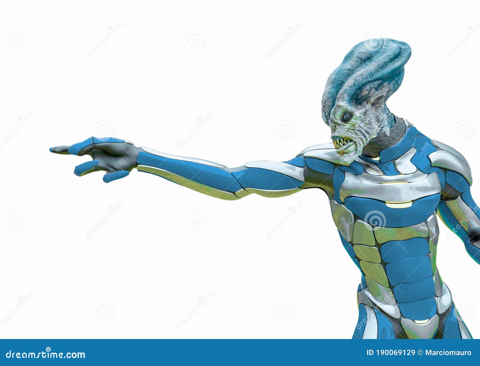 Alien warrior pointing stock illustration. Illustration of explorer ...