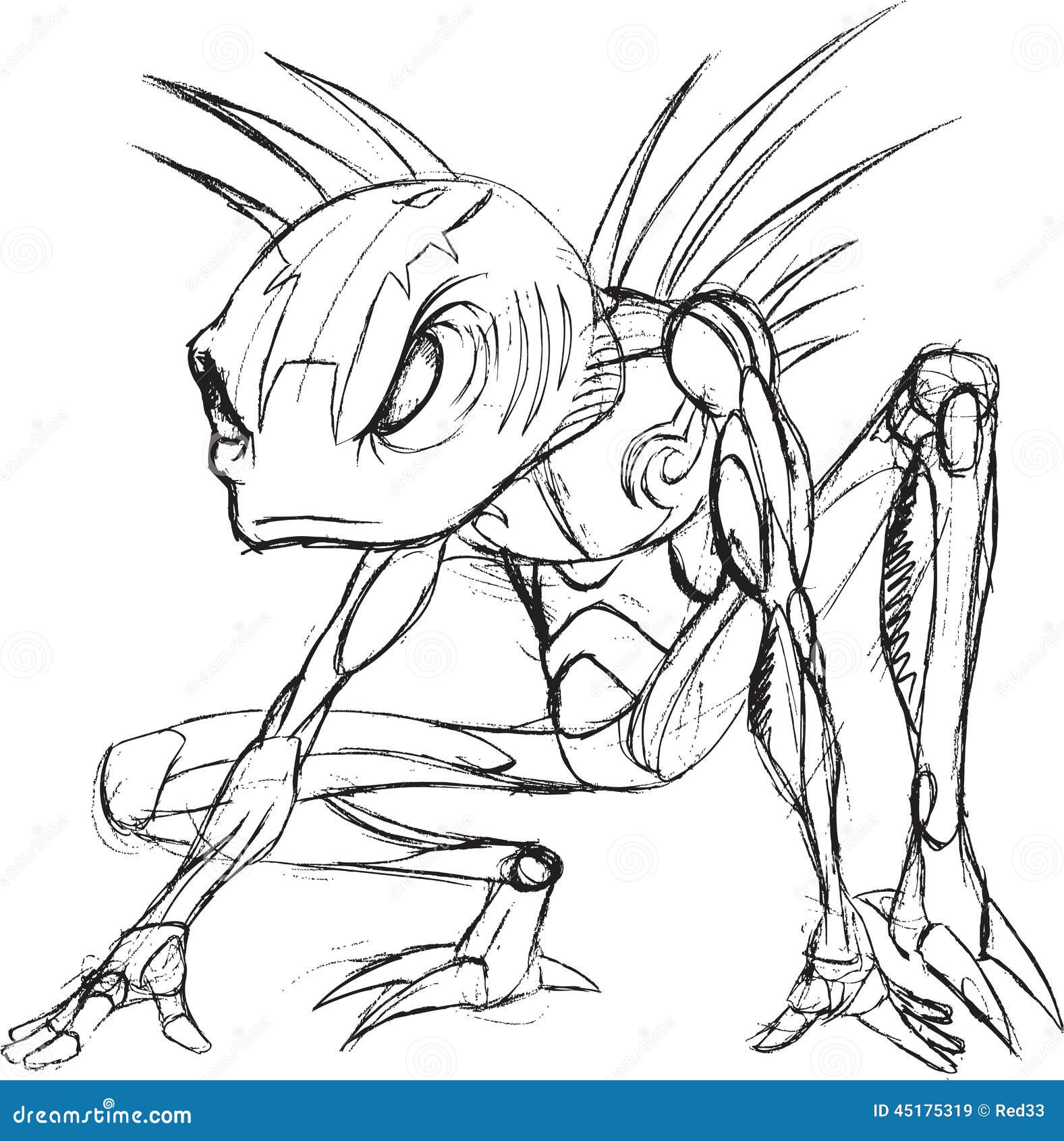 Alien Warrior Sketch stock vector. Illustration of sketch - 45175319