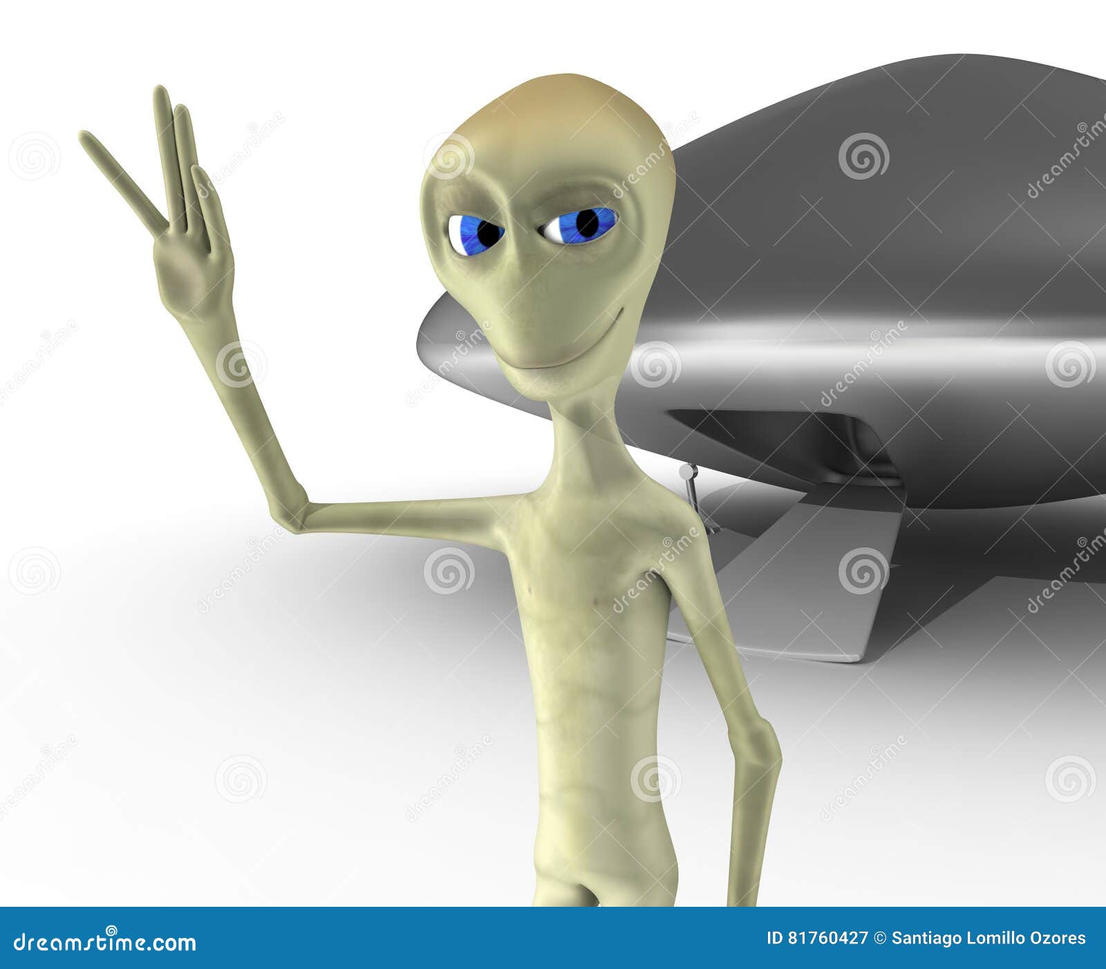 Alien waving hello stock illustration. Illustration of alien - 81760427