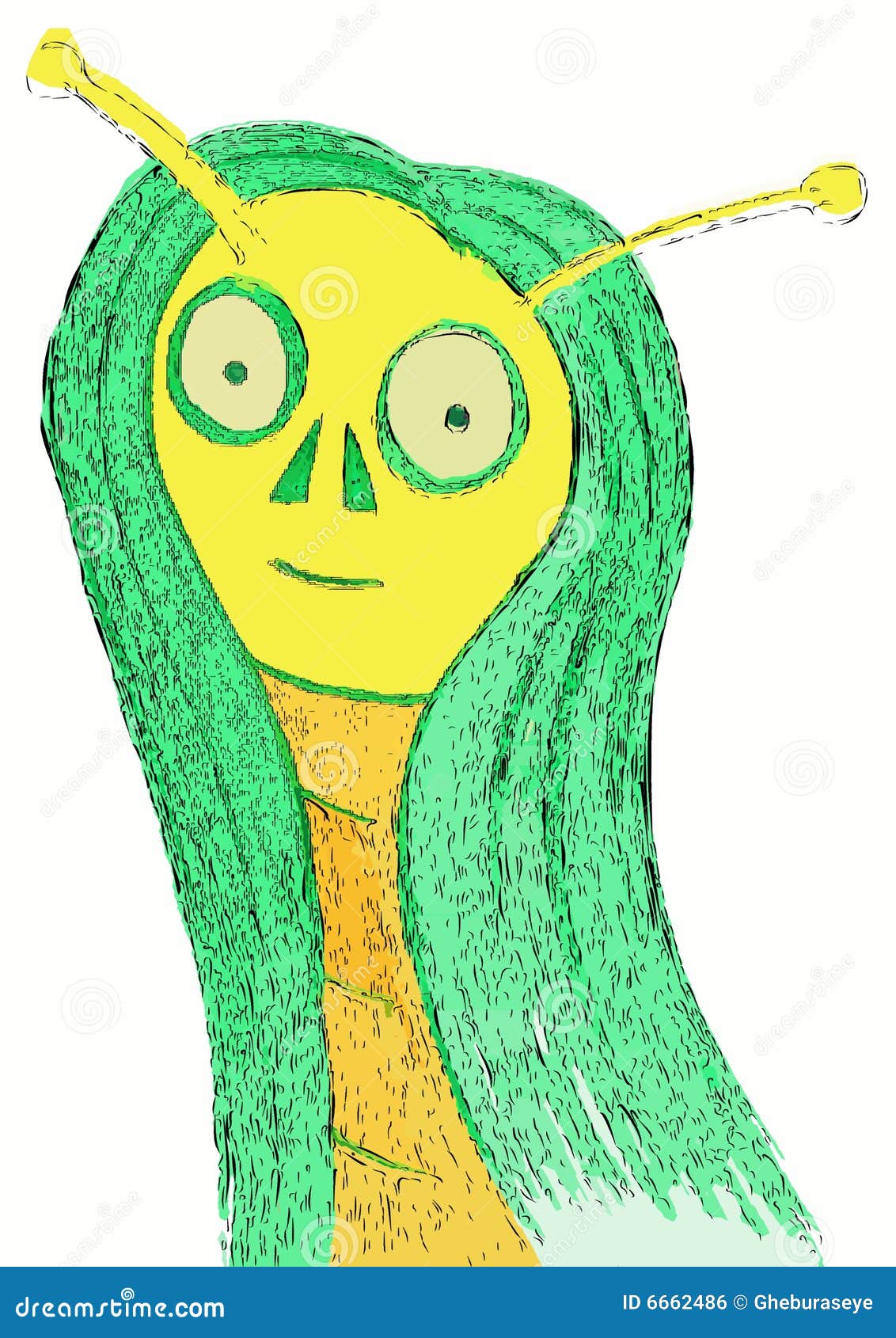 Isolated Smiling Alien Woman Cartoon Stock Photo - Illustration of ...