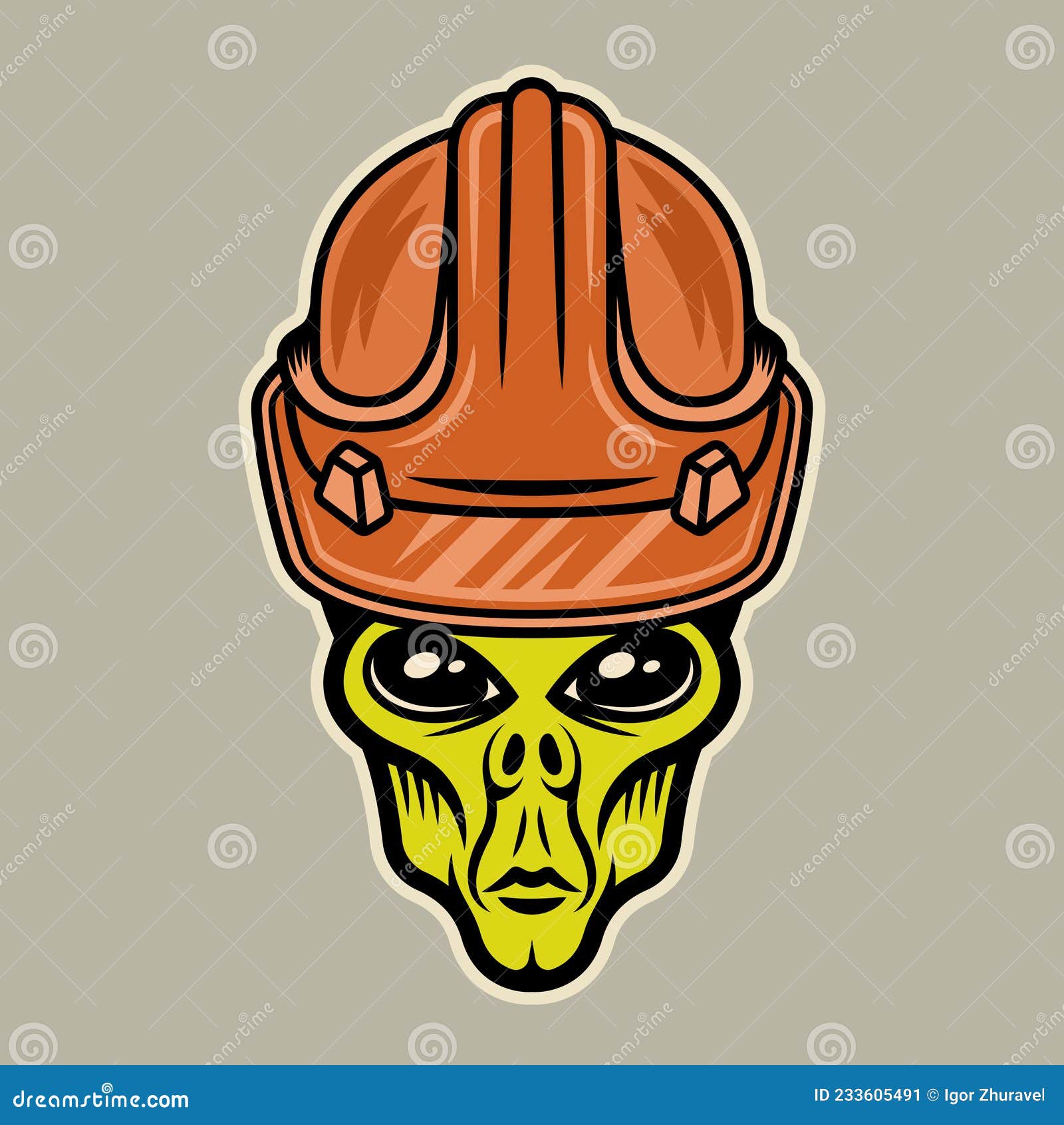 Alien in Worker Hard Hat Vector Illustration in Colorful Cartoon Style ...