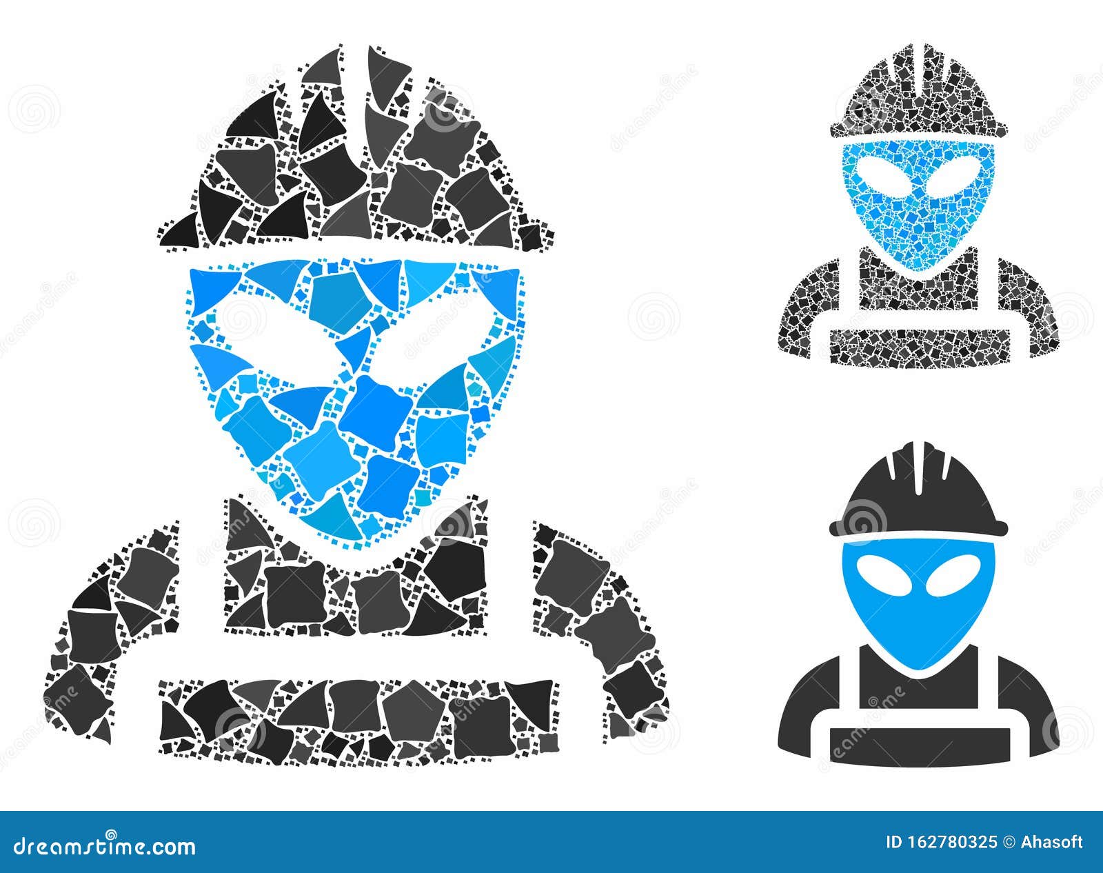 Alien Worker Mosaic Icon of Rugged Pieces Stock Illustration ...