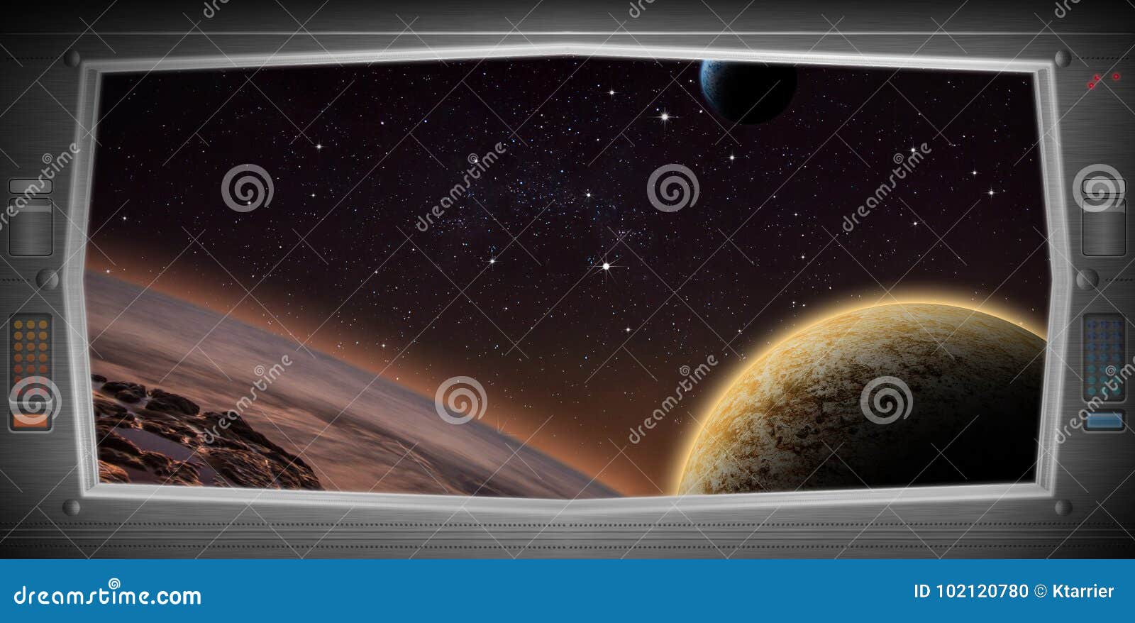 Alien World As Seen from a Spaceship Window Stock Illustration ...