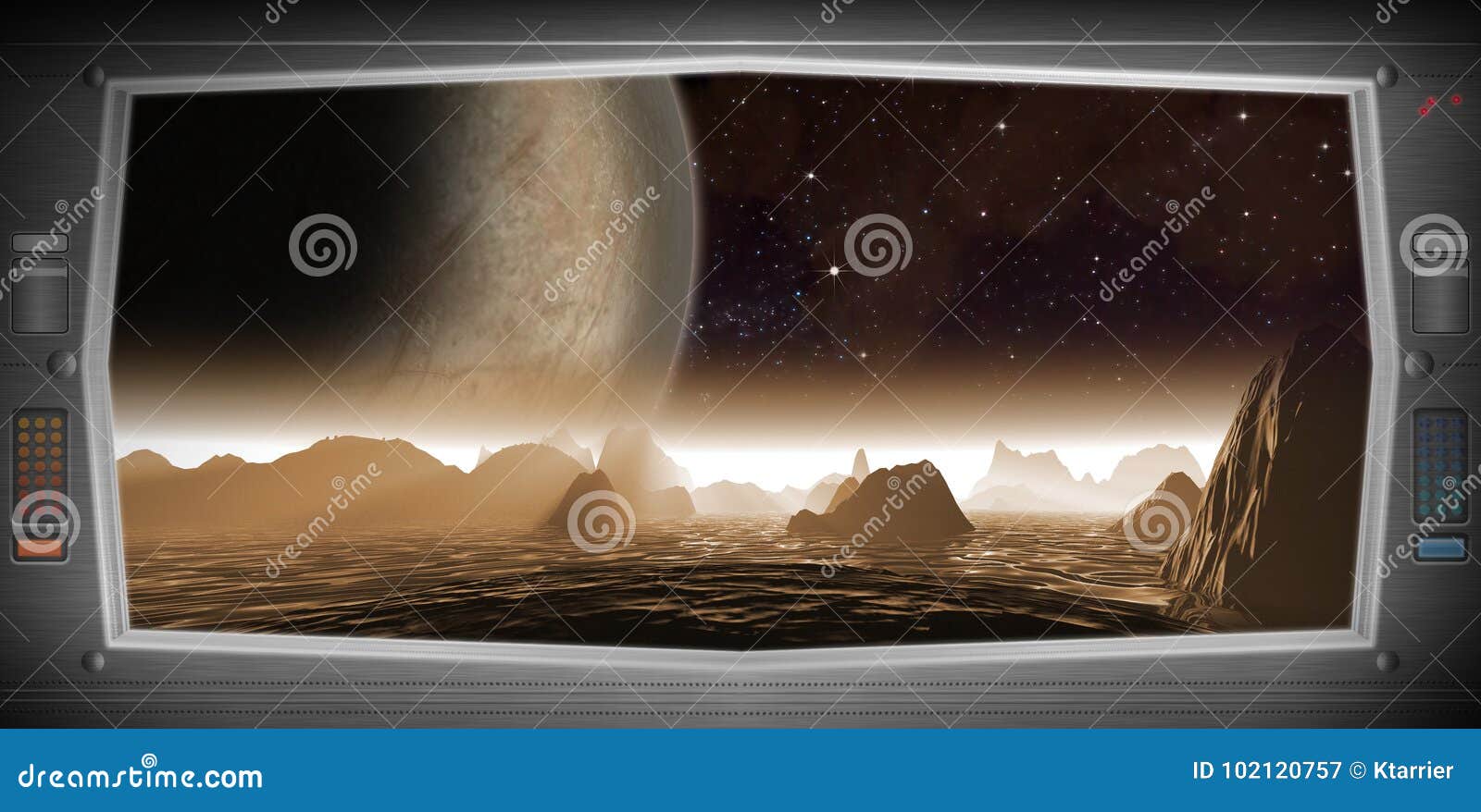 Alien World As Seen from a Spaceship Window Stock Illustration ...
