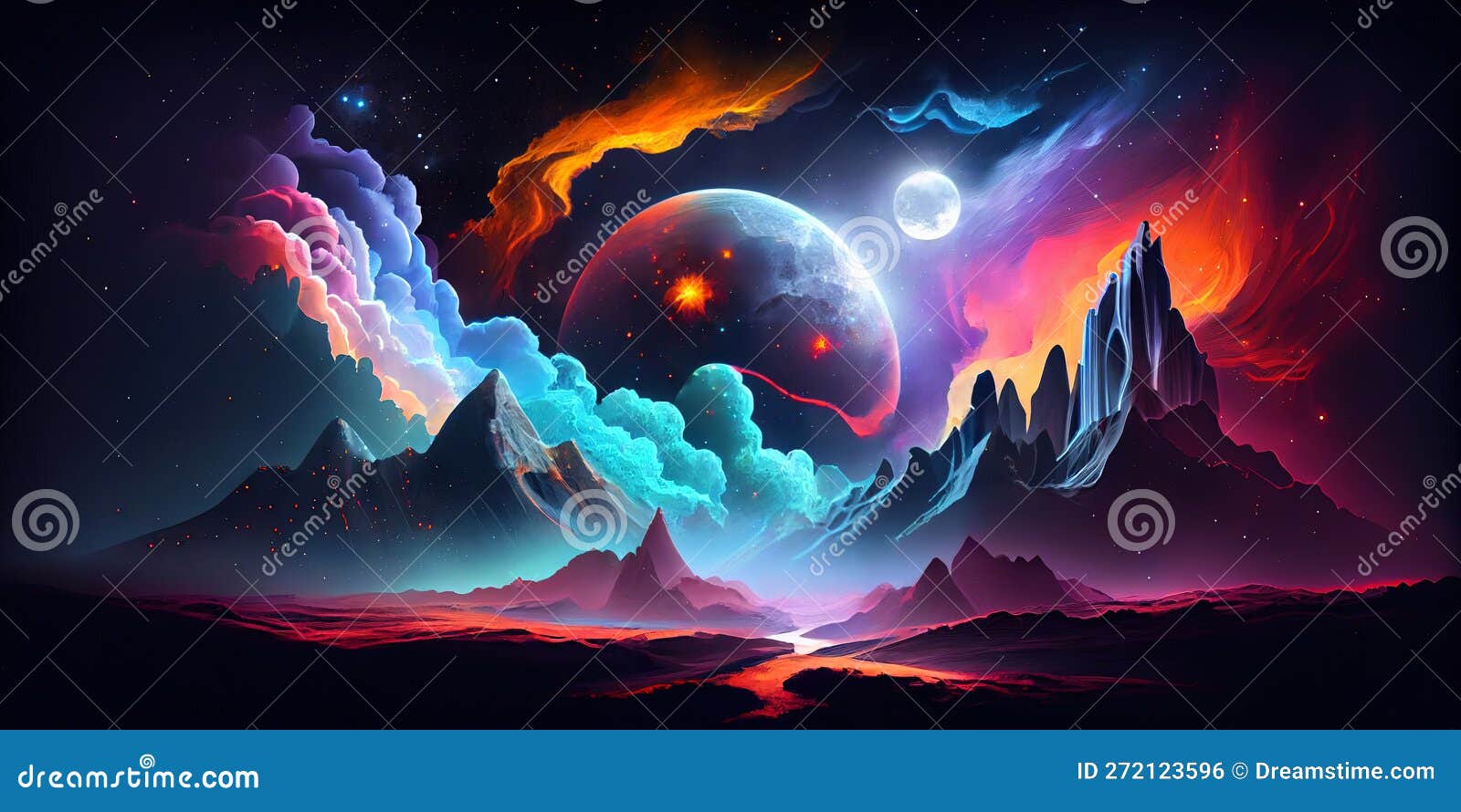 Alien World, Deep Space Landscape Stock Photo - Image of star, global ...