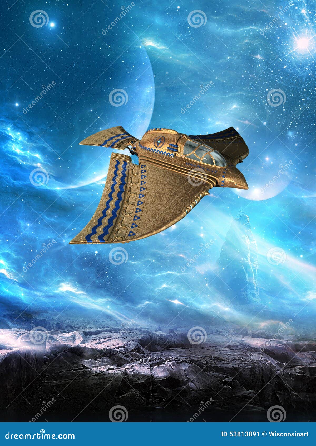 Alien World Flying UFO Illustration Stock Illustration - Illustration ...