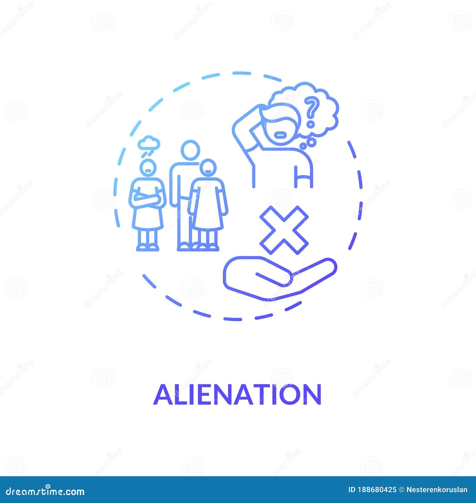 Alienation Blue Gradient Concept Icon Stock Vector - Illustration of ...