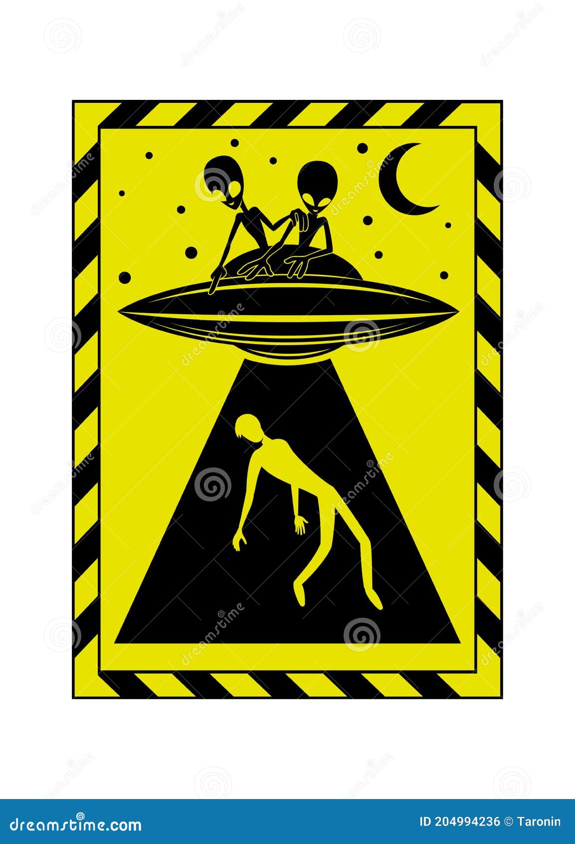 Extraterrestrial Aliens Abducting A Person. Vector Illustration ...