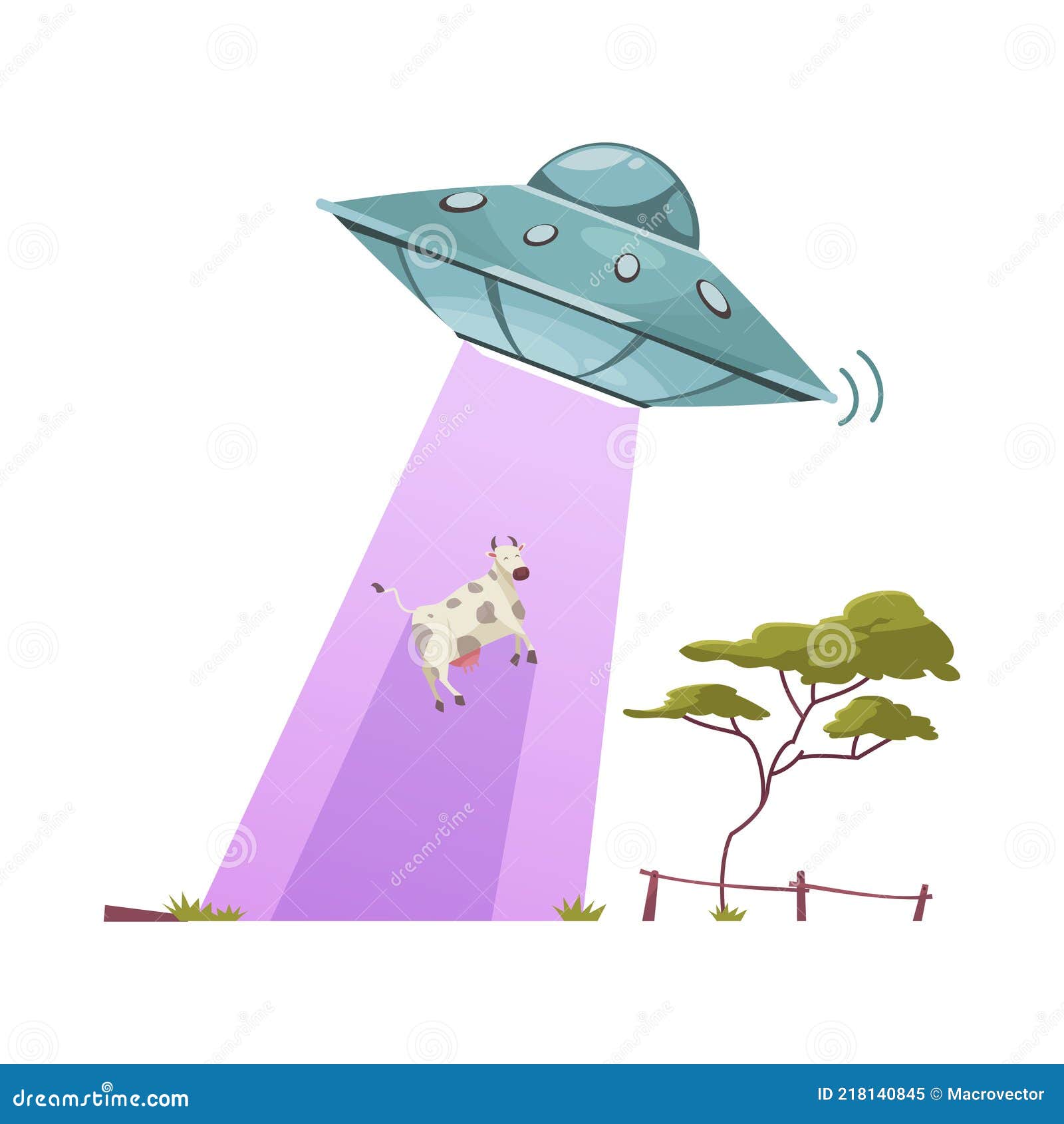 Aliens Abducting Cow stock vector. Illustration of imagination - 218140845