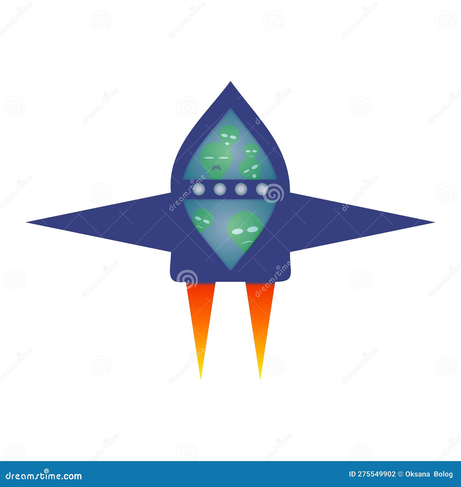 Aliens in a Blue Spaceship. Flight of the Martians. Stock Vector ...