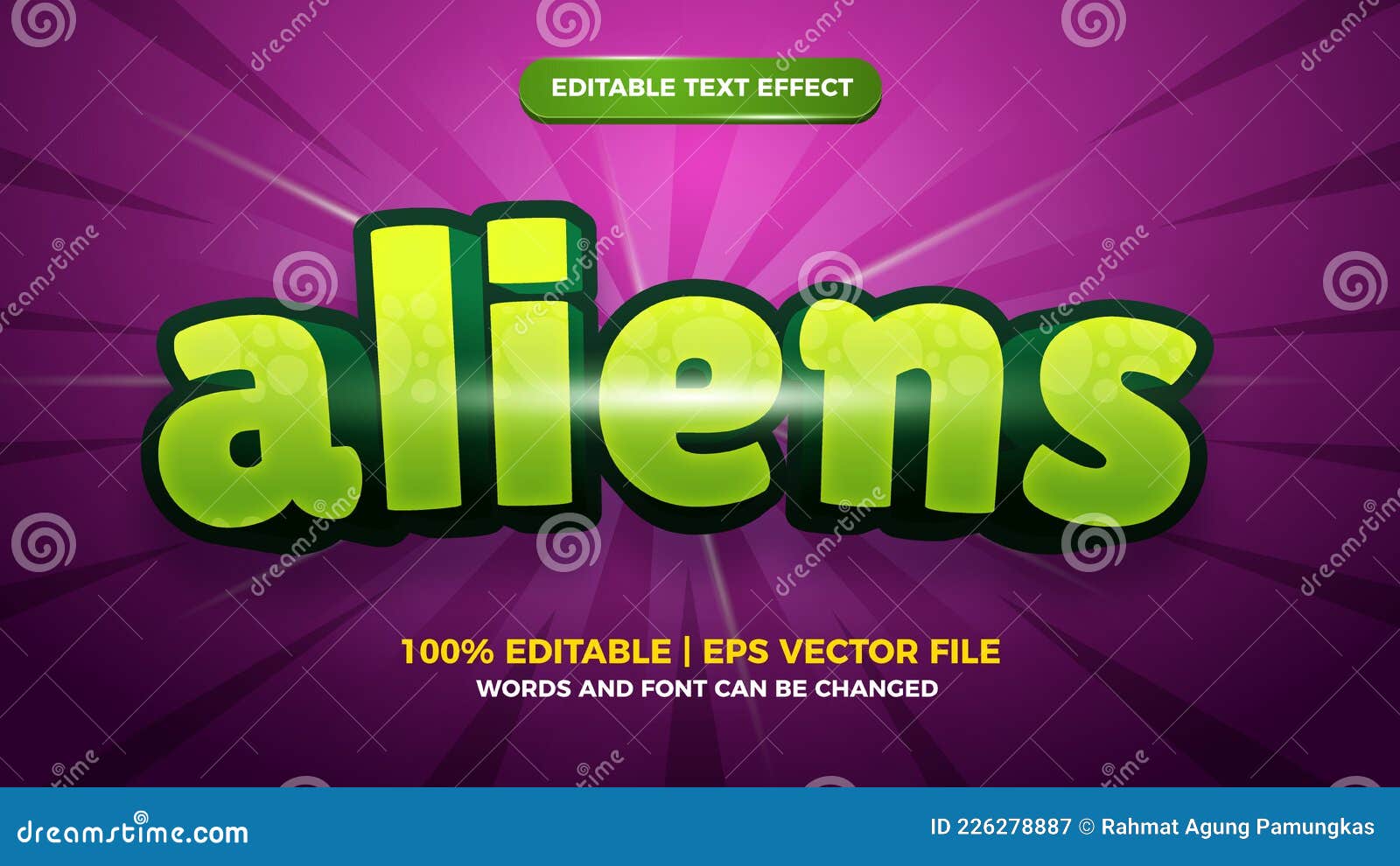 Aliens Cartoon Comic 3d Editable Text Style Effect Template Stock ...