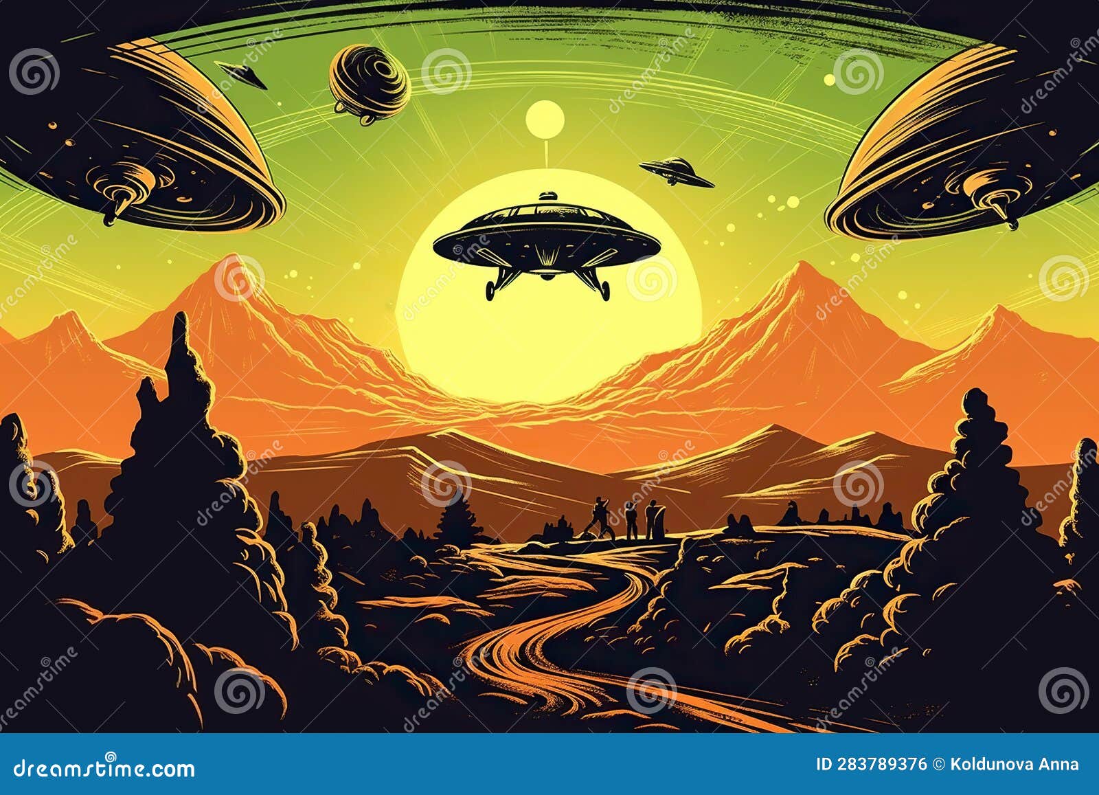 Aliens are Chasing a Human, Concept of Extra-terrestrial Pursuit ...