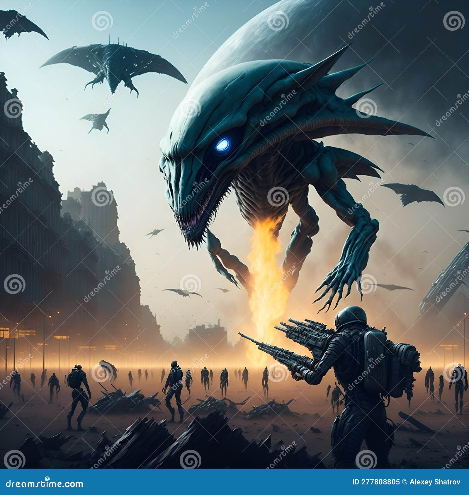 Aliens are at War with People on Earth Stock Illustration ...