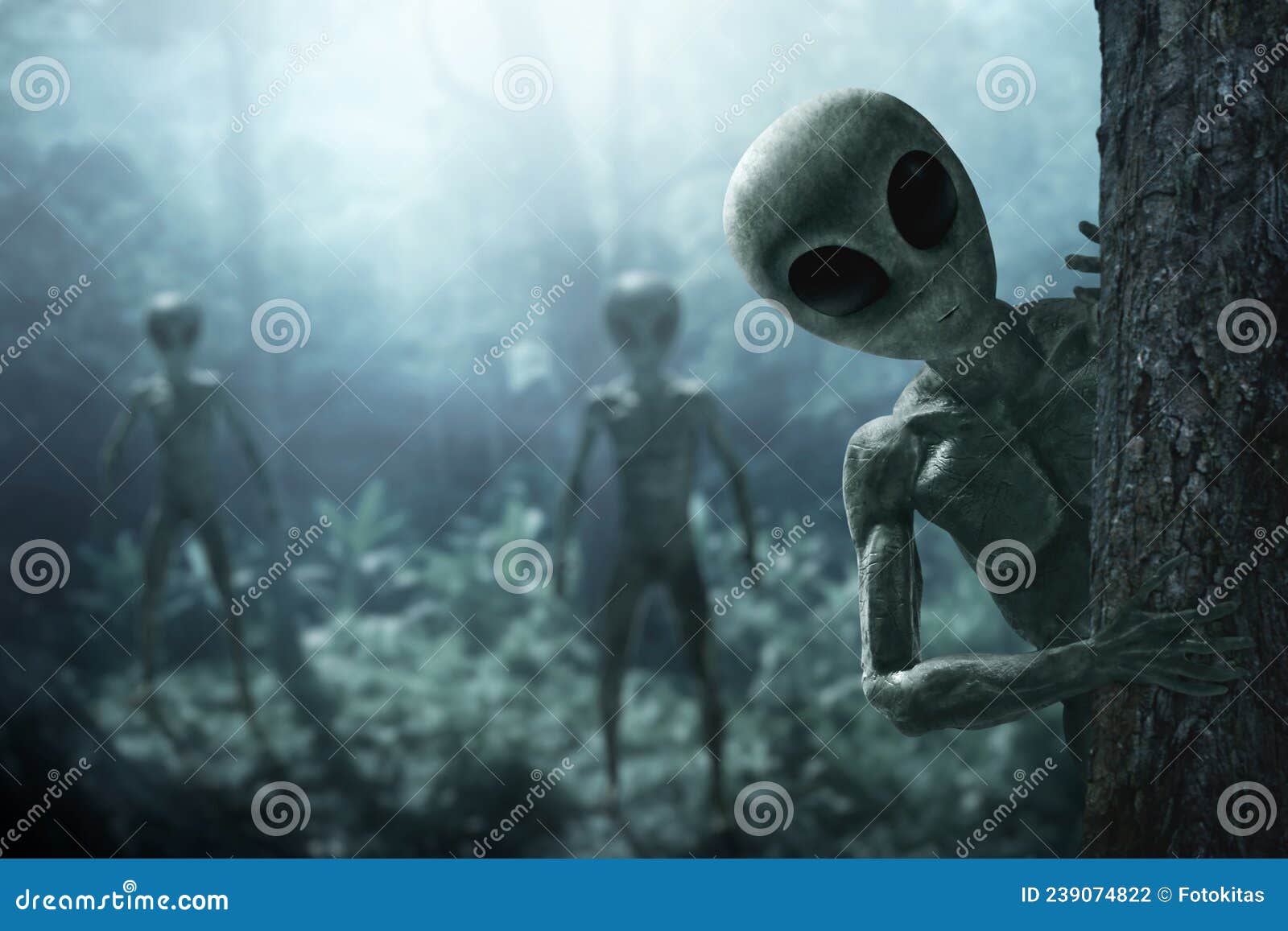Aliens Creature in the Forests Stock Illustration - Illustration of ...