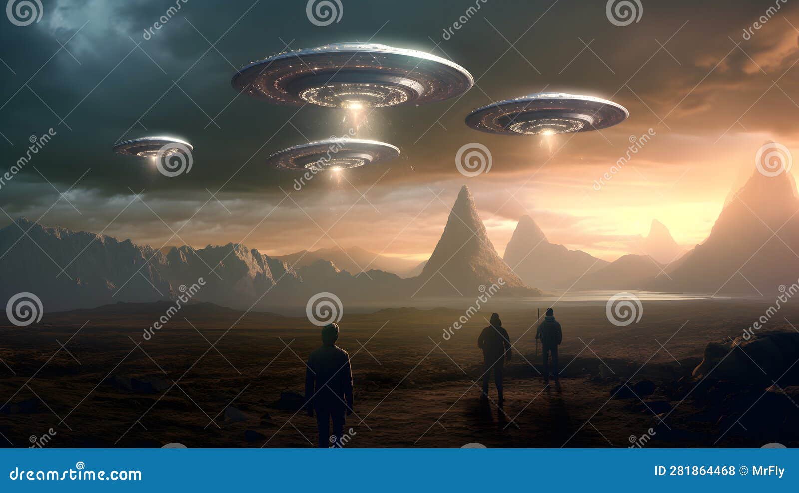 Aliens, Creatures on Planet Concept Stock Photo - Image of scientific ...