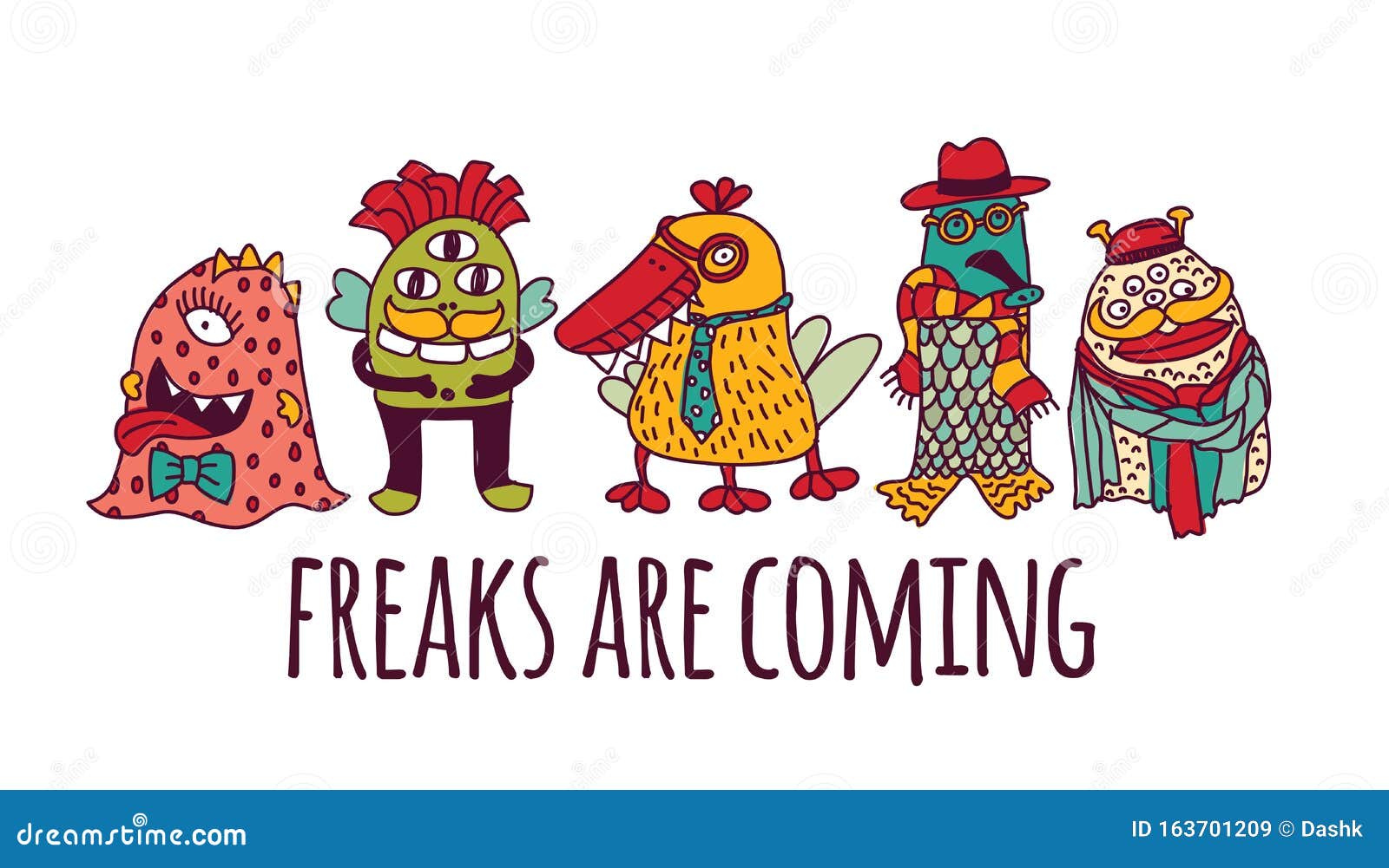 Aliens Different Freaks Strange Isolate Objects On White Vector ...