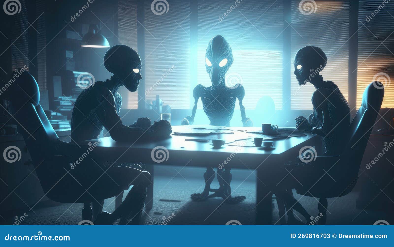 Aliens Discussion. Created with Generative AI Technology Stock ...