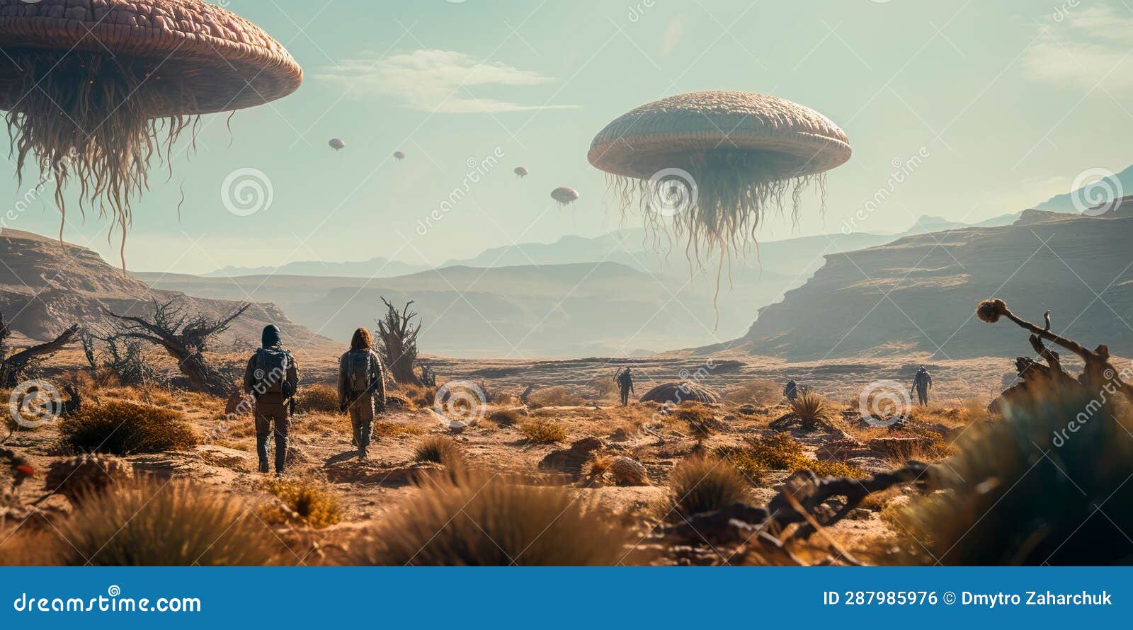 Aliens Exploring An Unexplored Landscape Using Their Unique Abilities ...