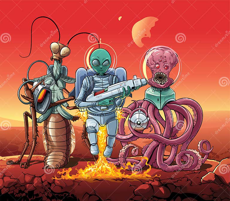 Aliens invaders. stock vector. Illustration of humanoid - 63301290