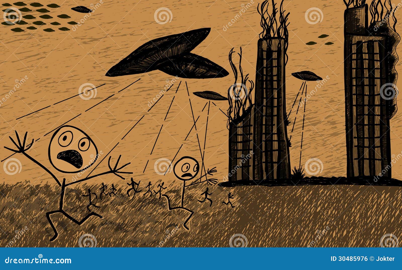 Invasion Of Aliens Cartoon Vector | CartoonDealer.com #120786651