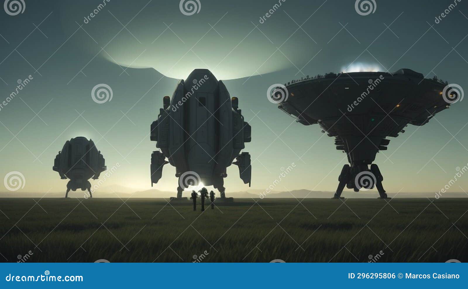 Aliens that Landed in an Open Field Stock Illustration - Illustration ...