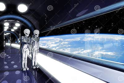 Aliens looking down stock illustration. Illustration of abduction ...