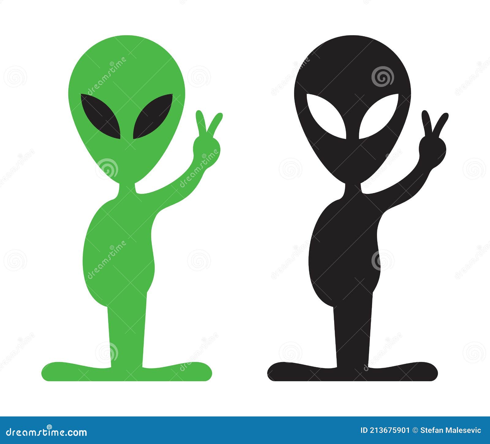 Aliens with peace gesture stock vector. Illustration of cosmic - 213675901