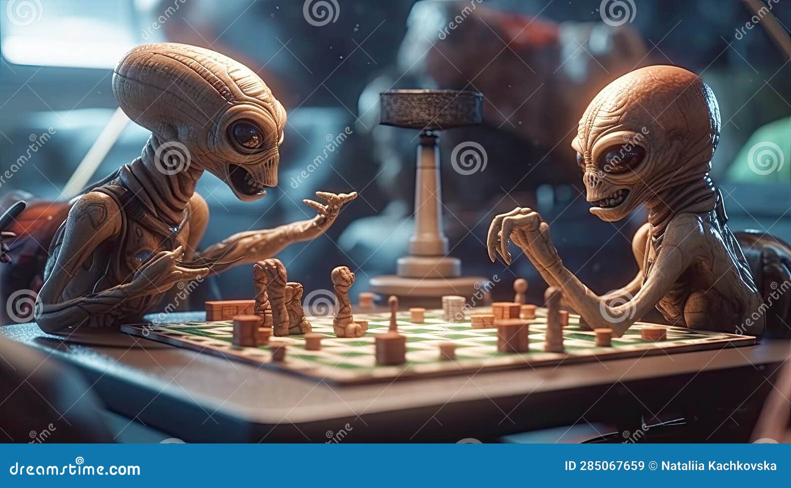 Aliens Playing Soccer On A Futuristic, Otherworldly Field Stock ...