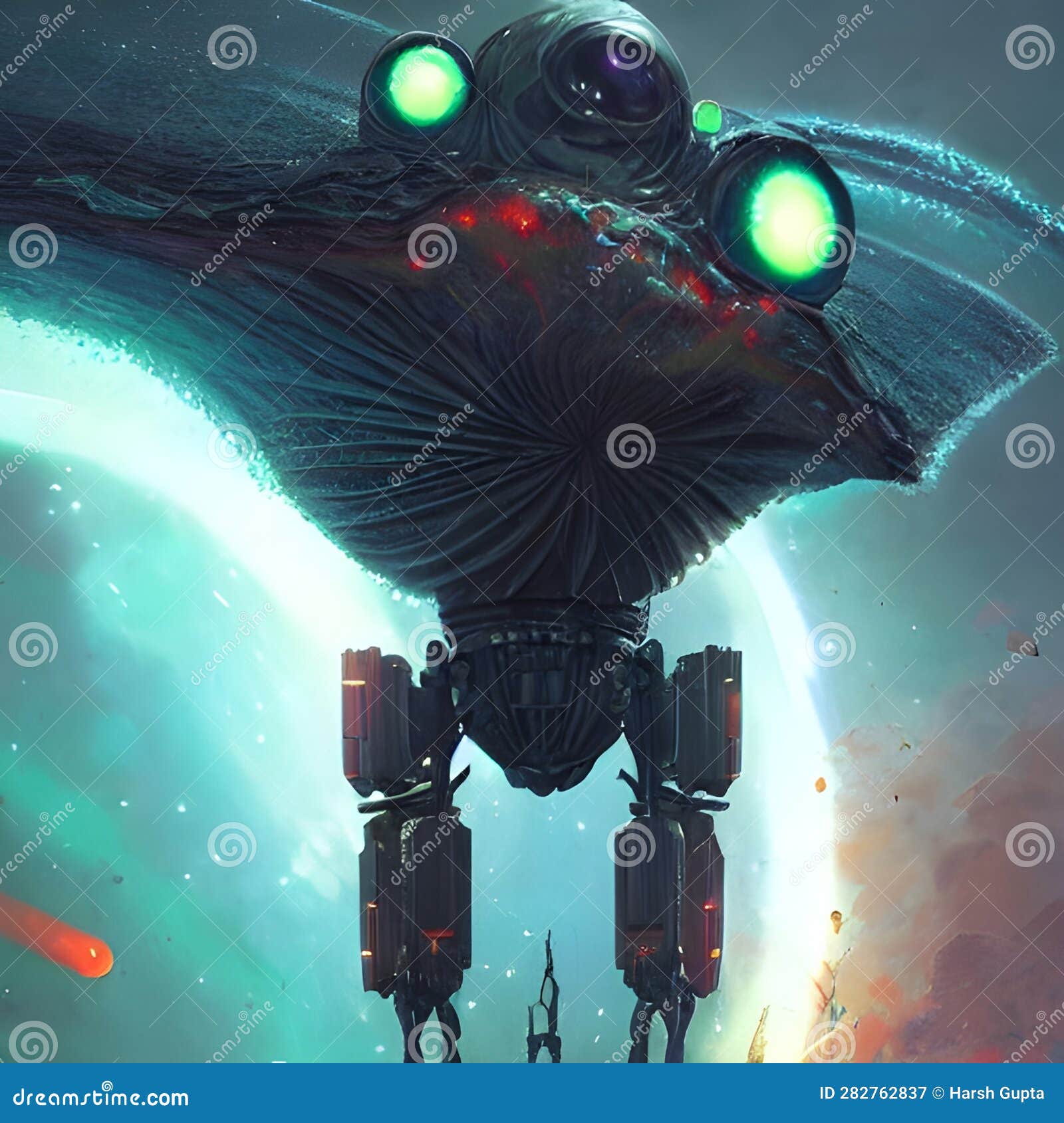 Aliens in Space Generated with AI. Stock Illustration - Illustration of ...