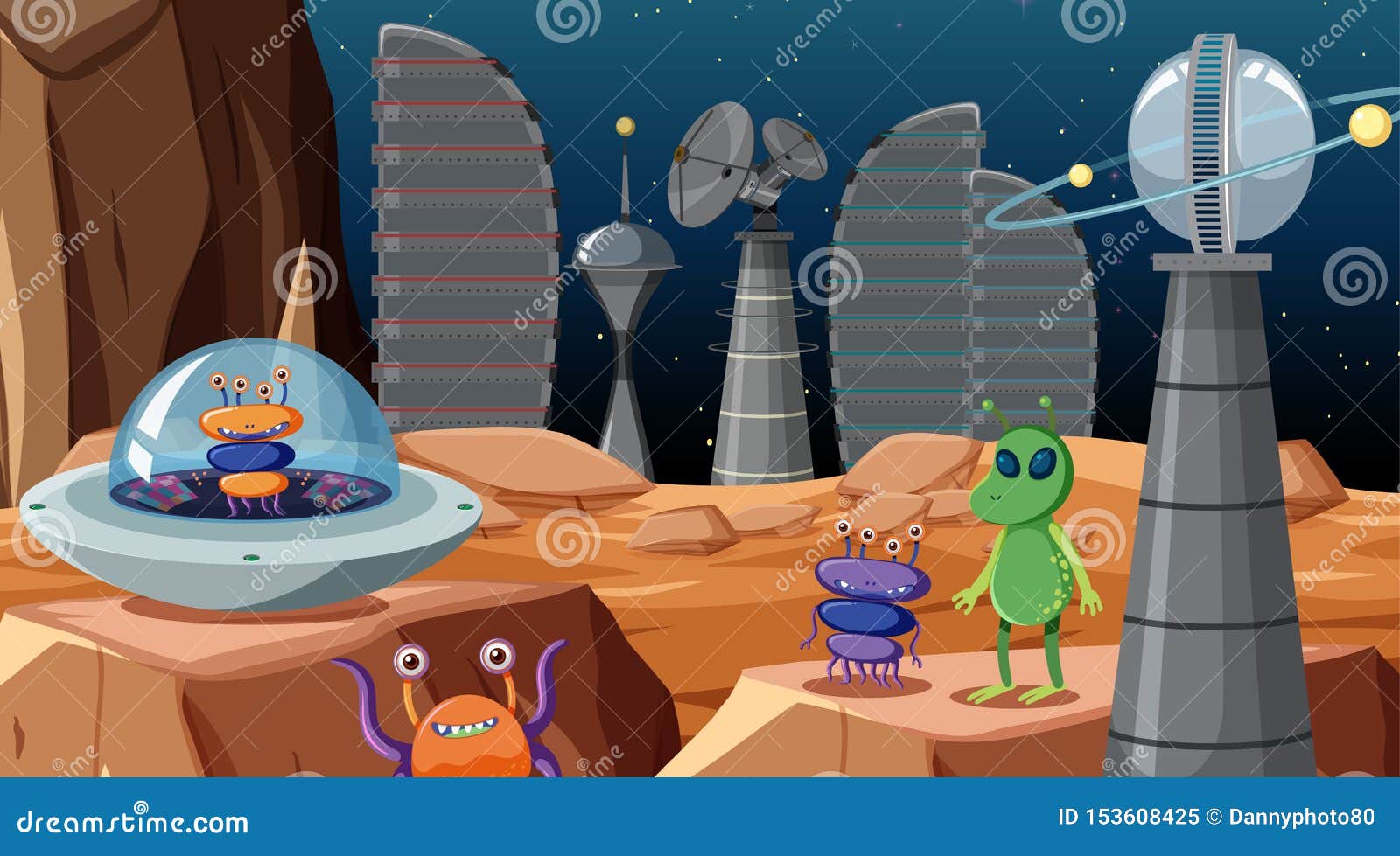 Aliens In Space. Surreal Psychedelic Artwork. Pastel Colors ...