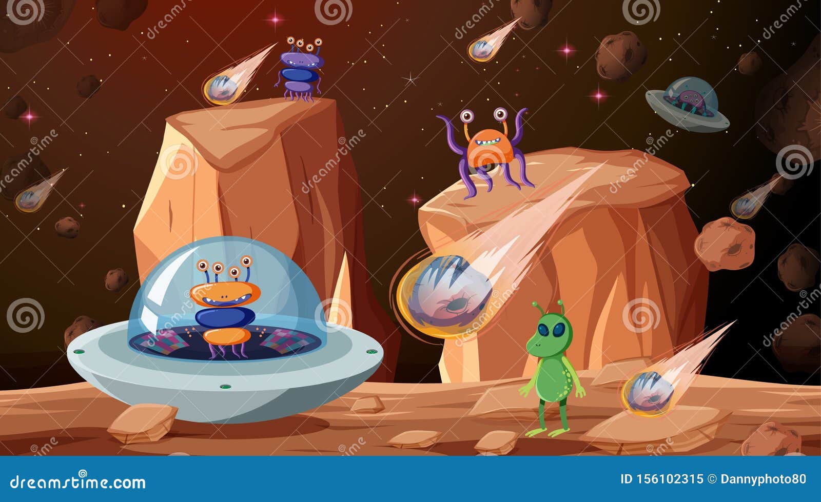 Aliens in space scene stock illustration. Illustration of explore ... Aliens in space scene stock illustration. Illustration of explore ...