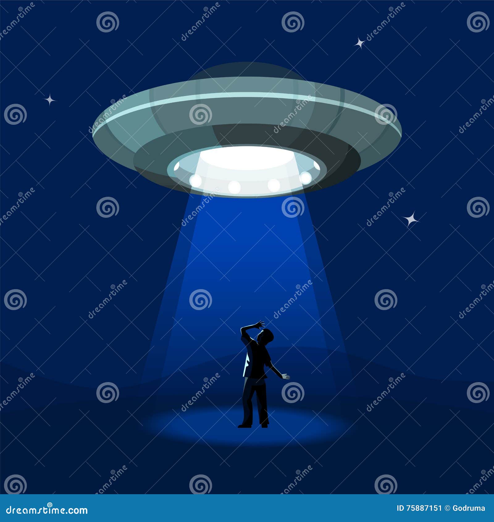 Aliens Spaceship. UFO Lights, 3d Space Object. Flying Plate Ship With ...