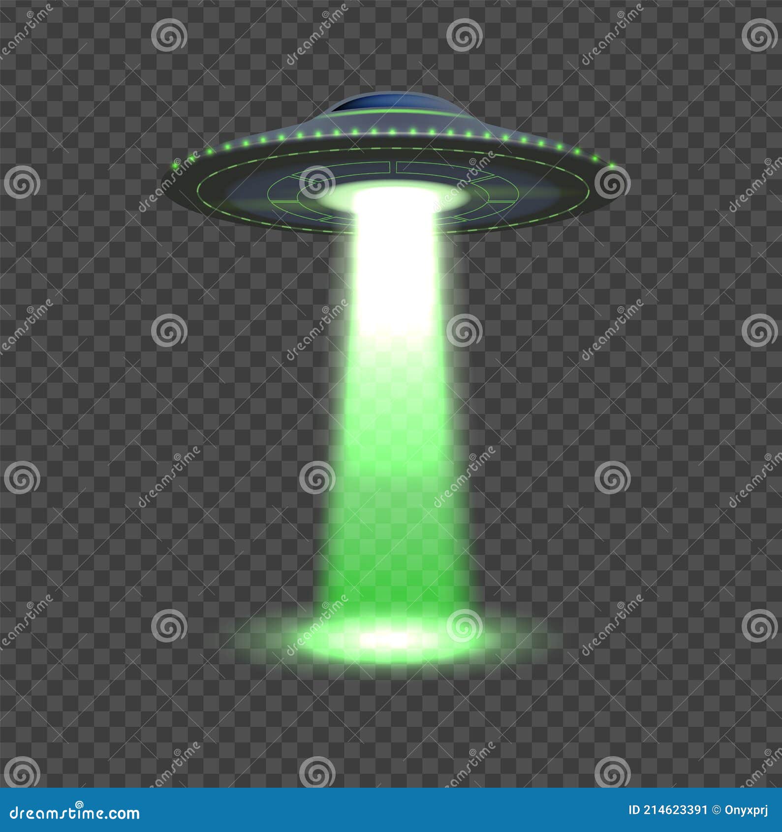 Aliens Spaceship. UFO Lights, 3d Space Object. Flying Plate Ship With ...
