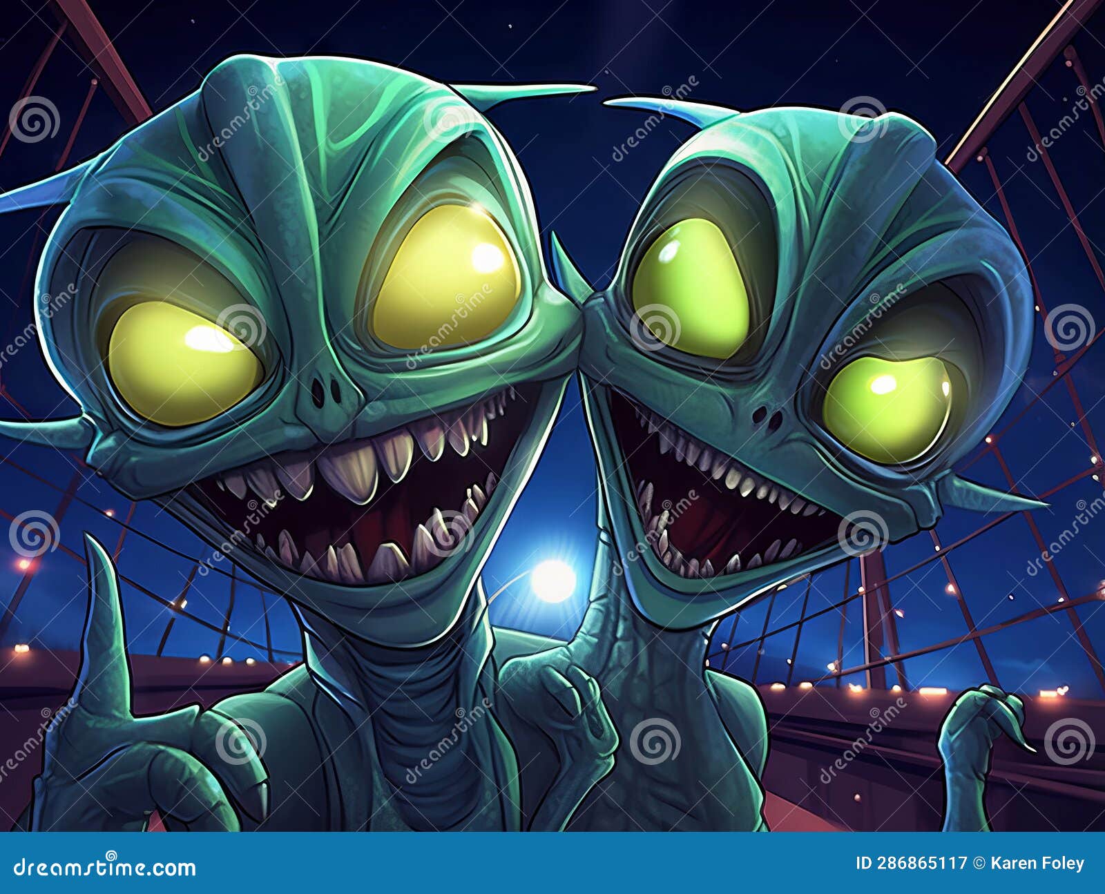 Aliens Taking Selfies on Earth Stock Illustration - Illustration of ...