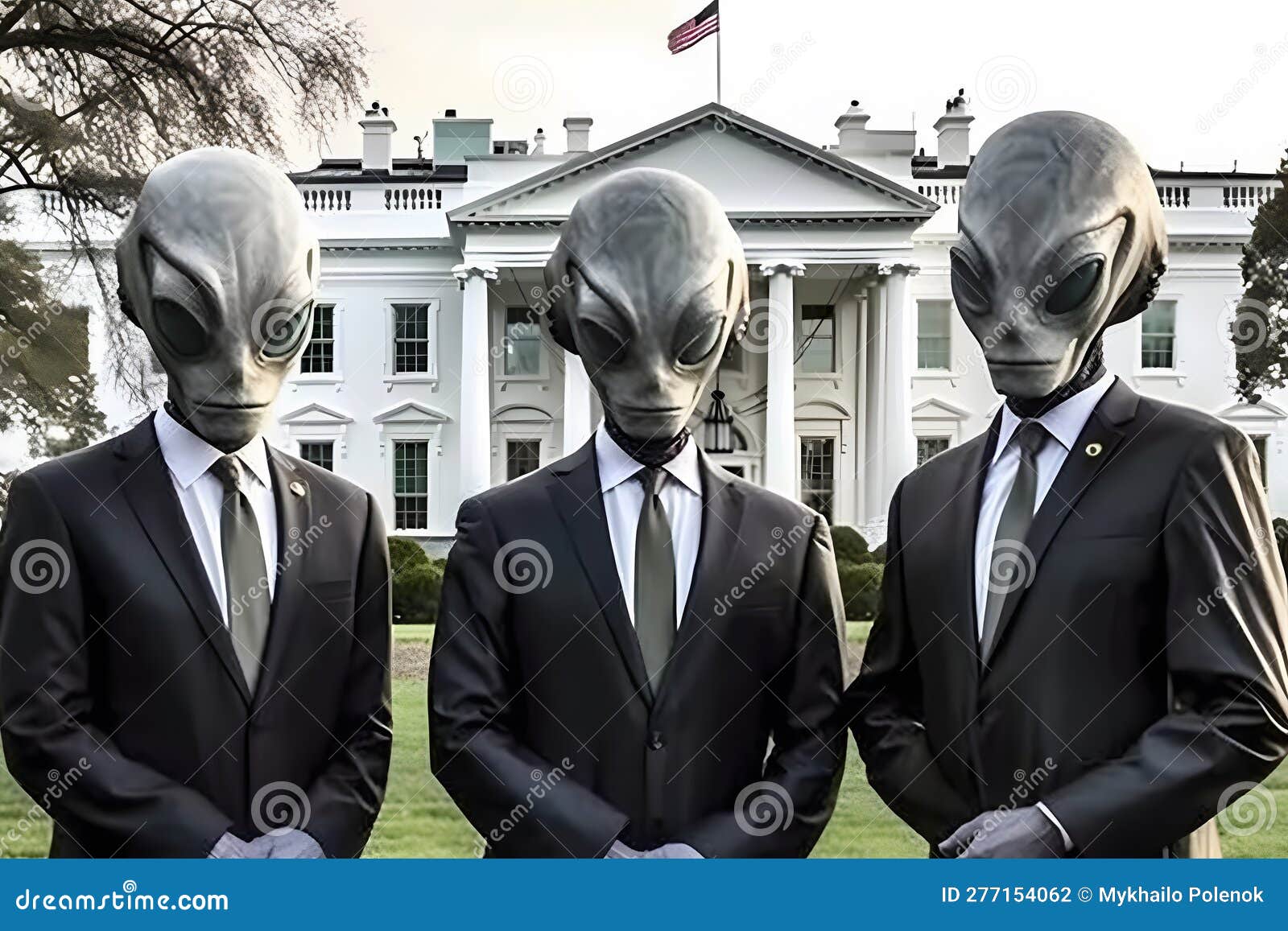 Aliens at the White House. Neural Network AI Generated Stock ...