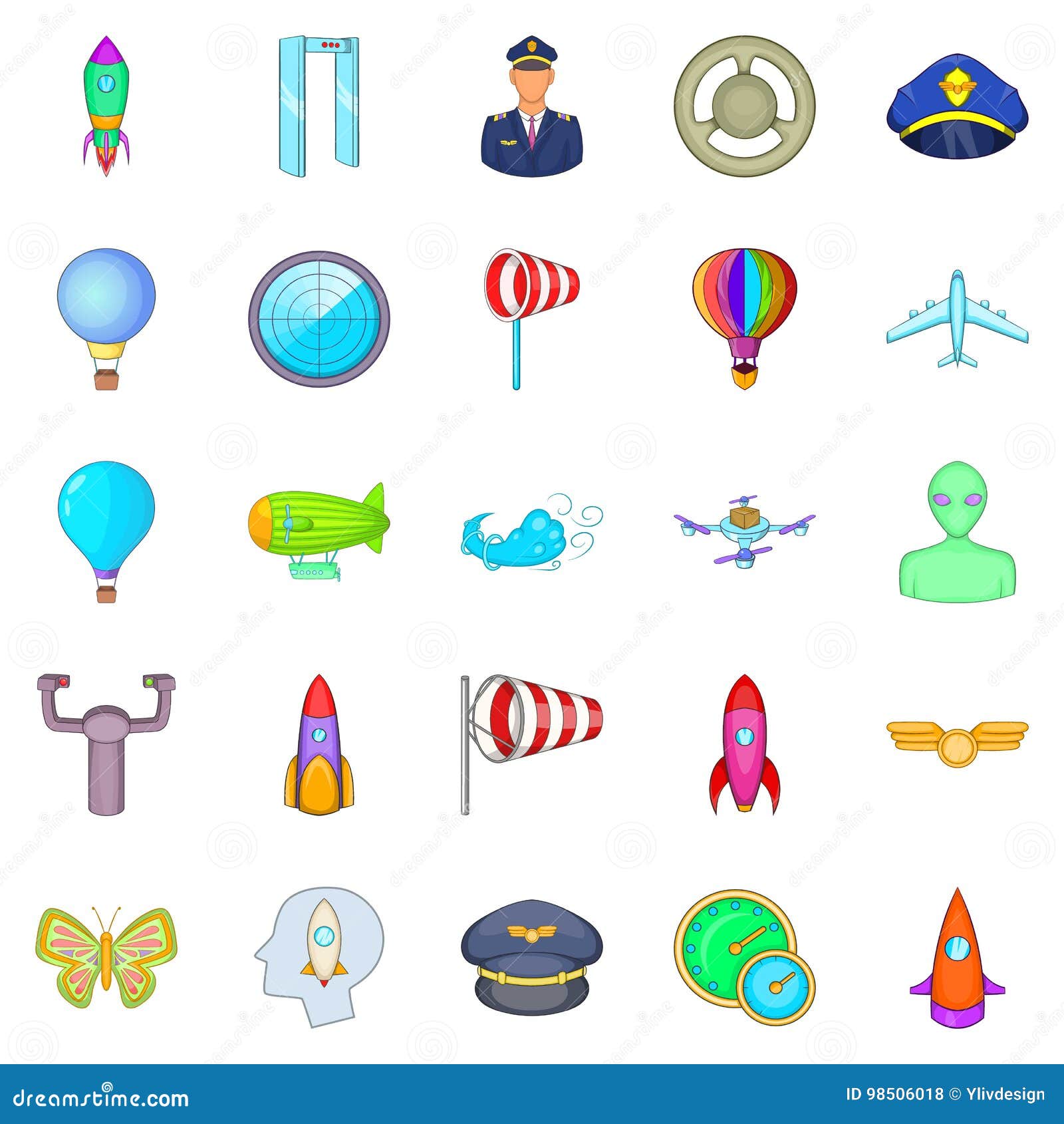 Alighting Icons Set, Cartoon Style Stock Vector - Illustration of ...